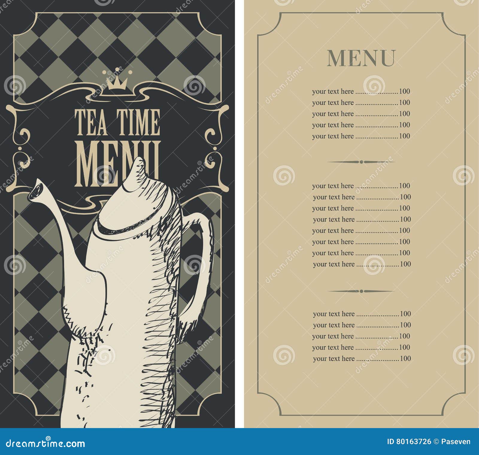 Menu for a tea time stock vector. Illustration of menu - 80163726