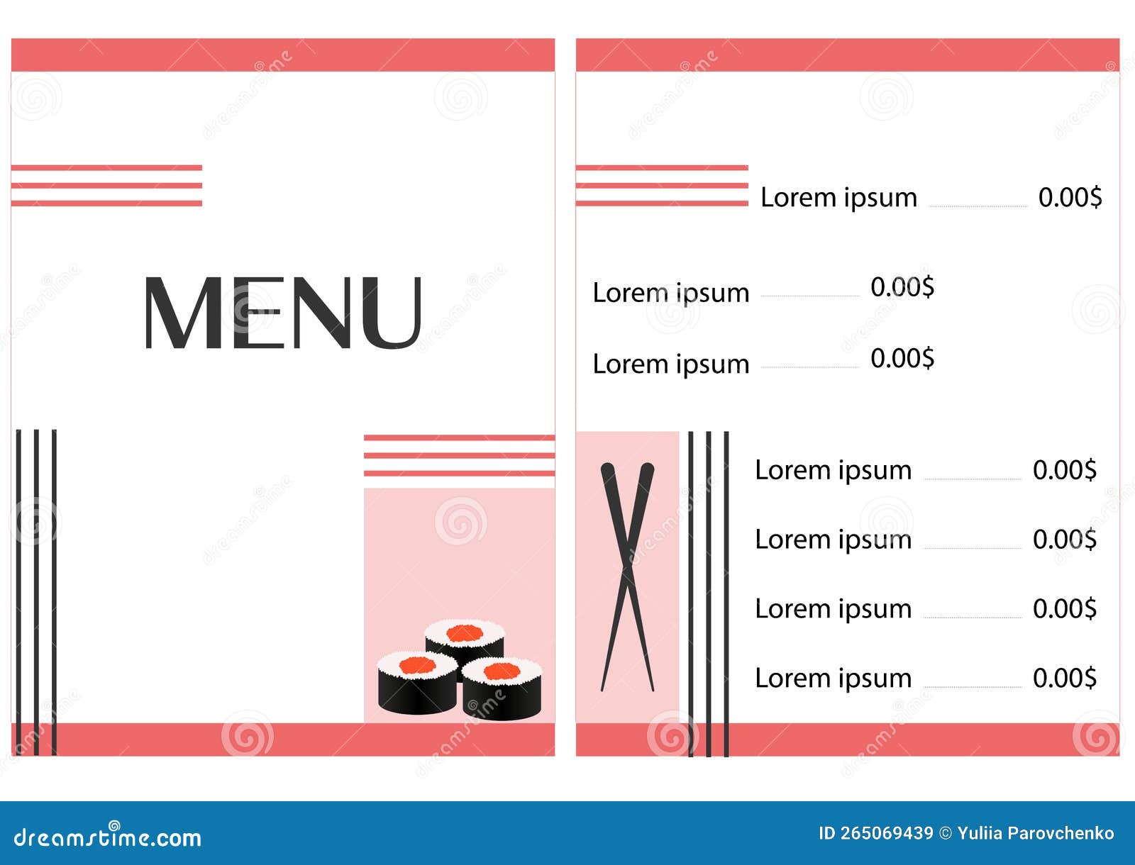 Menu Template for Asian Restaurant. Stock Vector - Illustration of ...