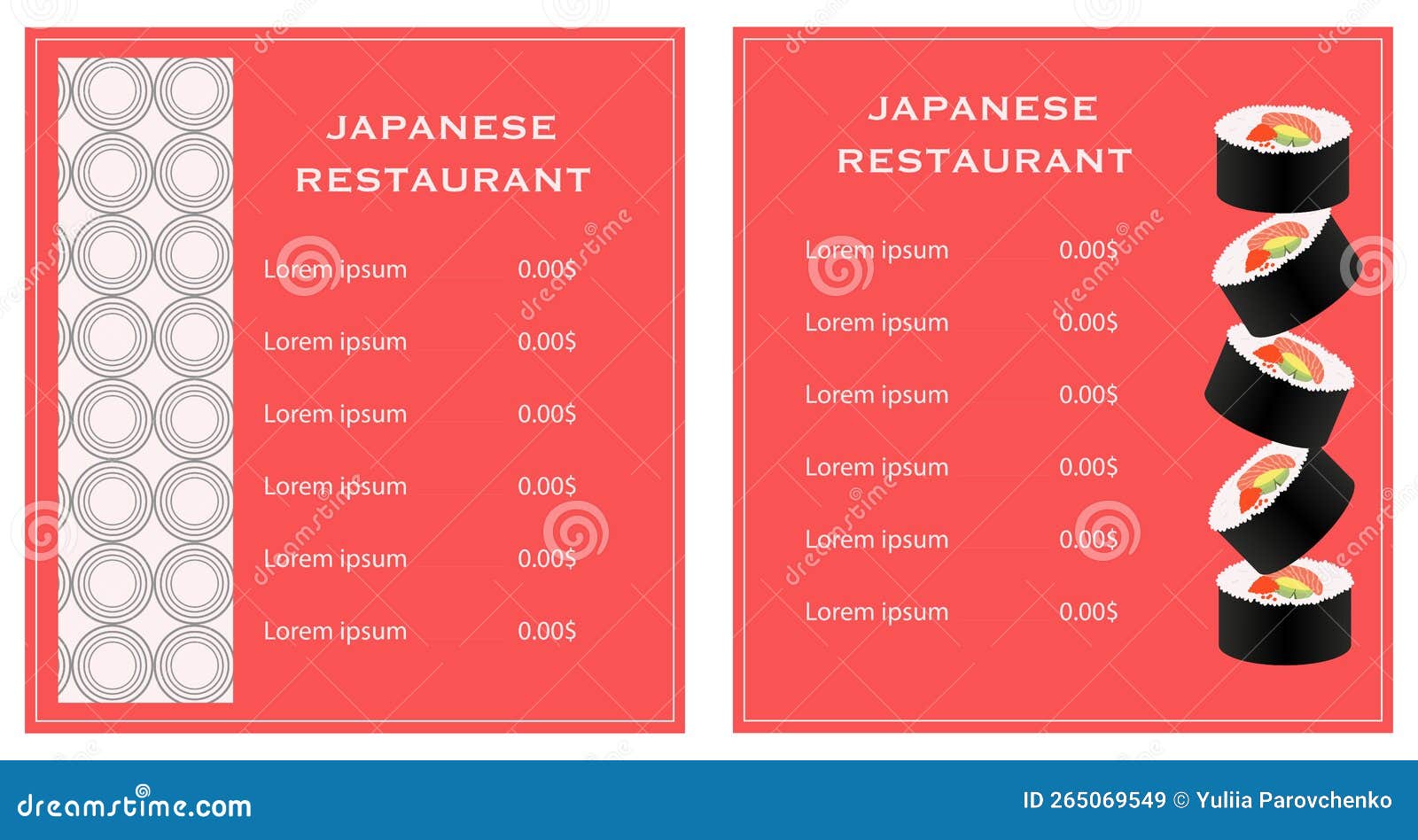Menu Template for Asian Restaurant. Stock Vector - Illustration of ...