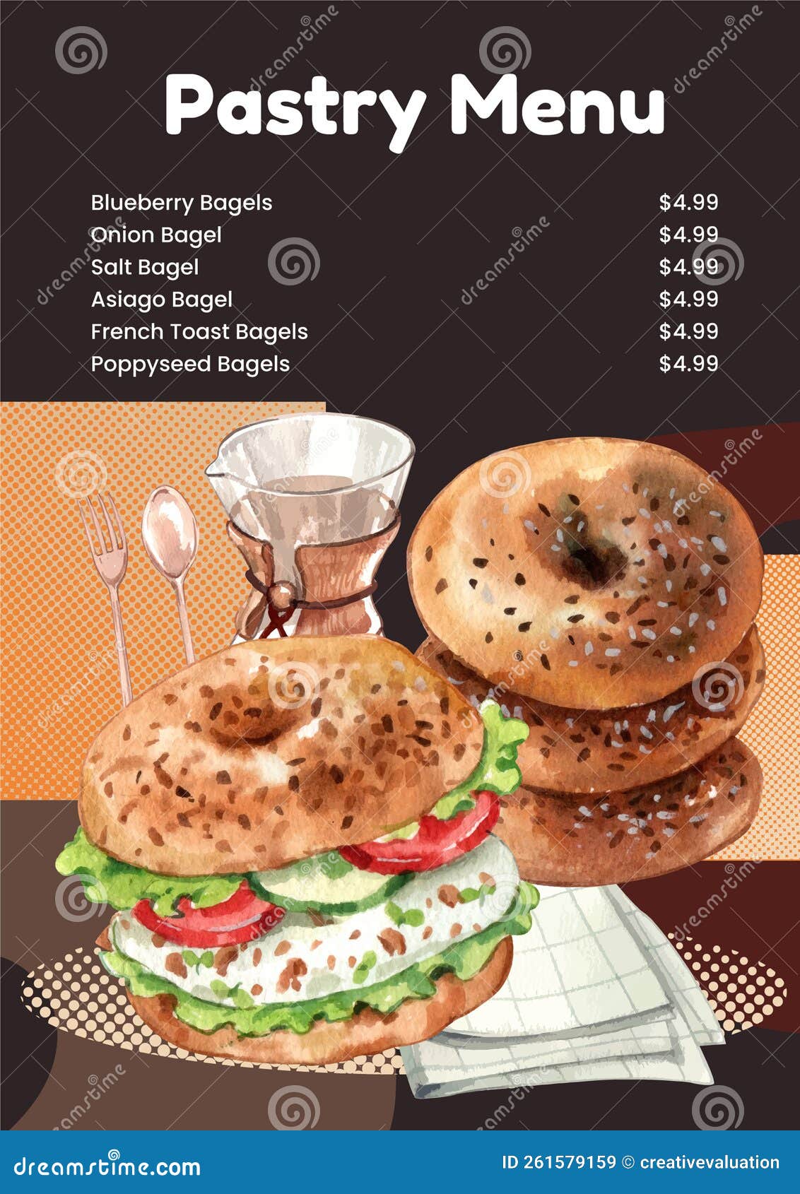 Menu Template with Bagel Day Concept,watercolor Style Stock ...