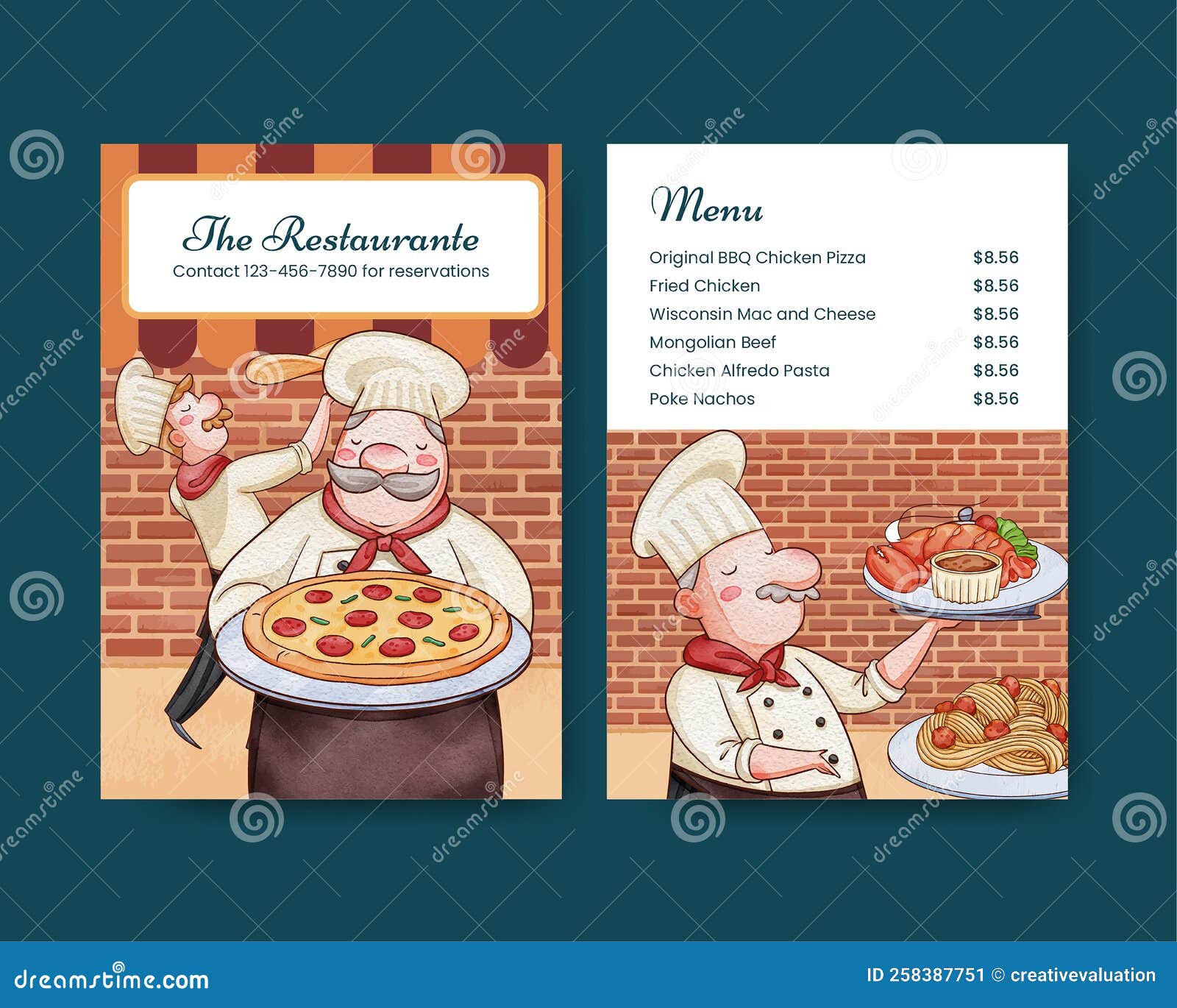 Menu Template with Chef Day Concept,watercolor Style Stock Vector ...