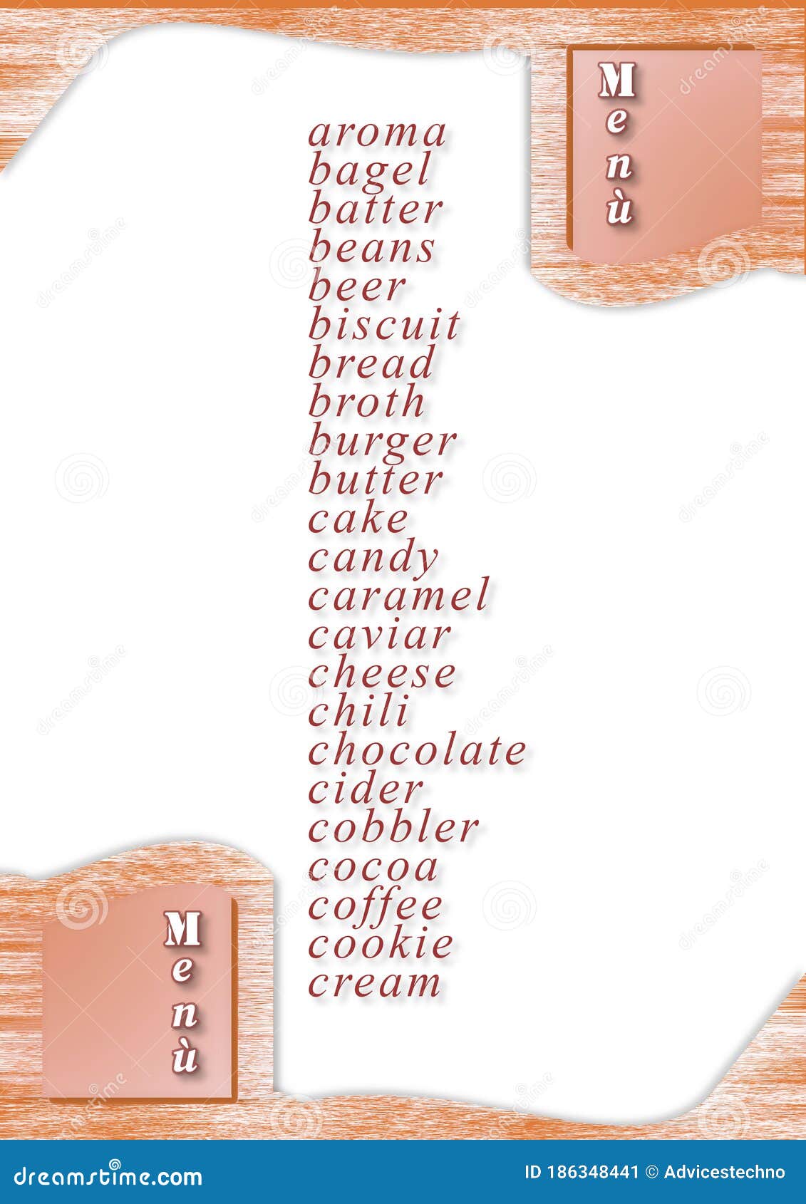 Menu Template for Personalization for Food and Drinks Stock Vector ...