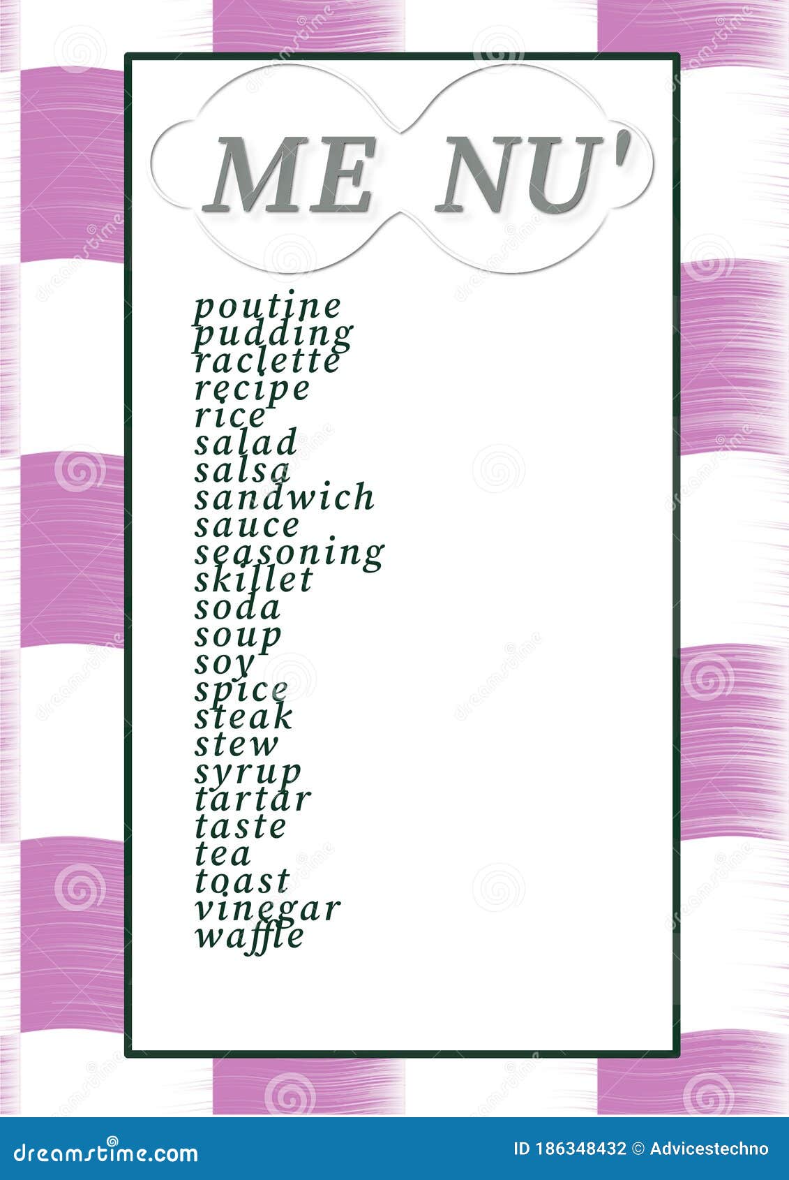 Menu Template for Personalization for Food and Drinks Stock Vector ...