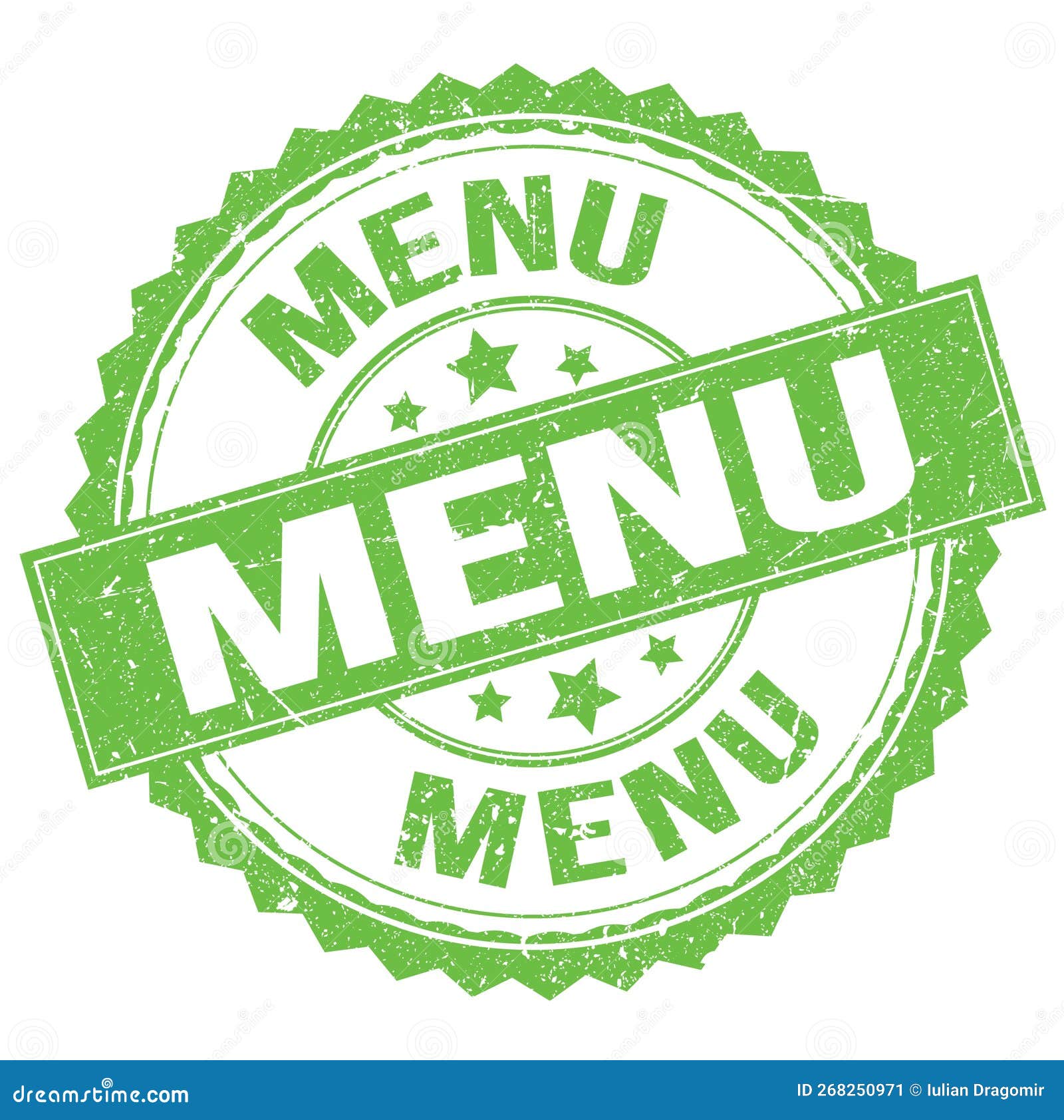 MENU Text on Green Round Stamp Sign Stock Illustration - Illustration ...