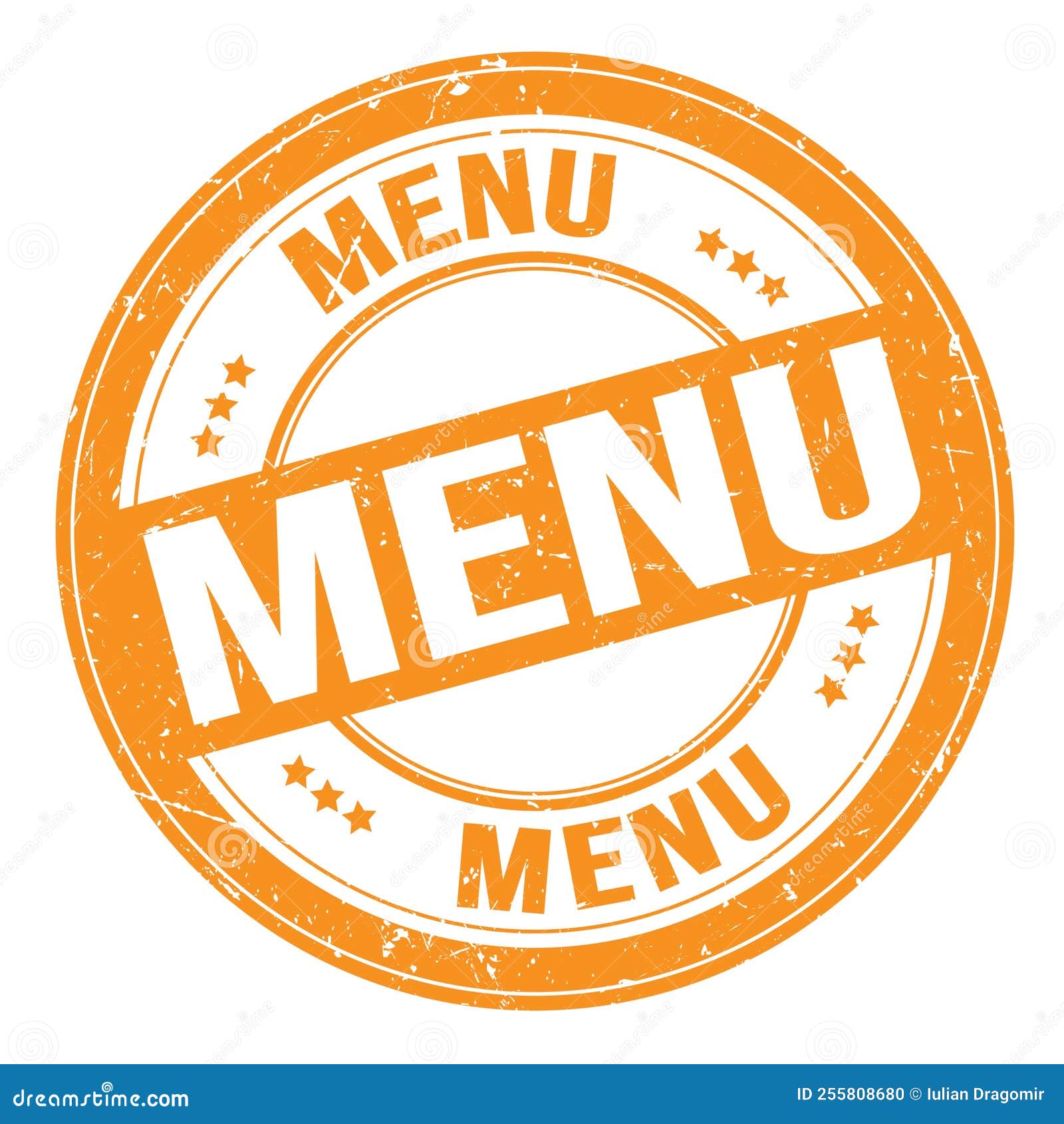 MENU Text Written on Orange Round Stamp Sign Stock Illustration ...