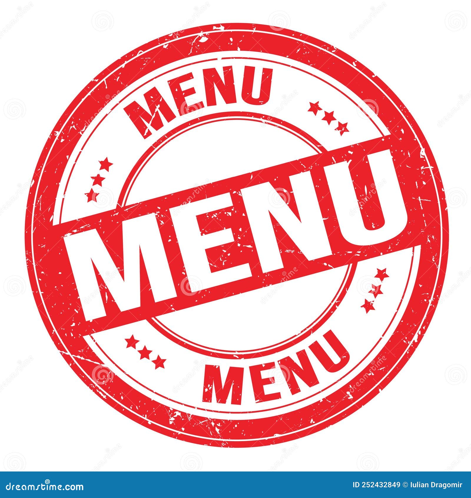 MENU Text Written on Red Round Stamp Sign Stock Illustration ...