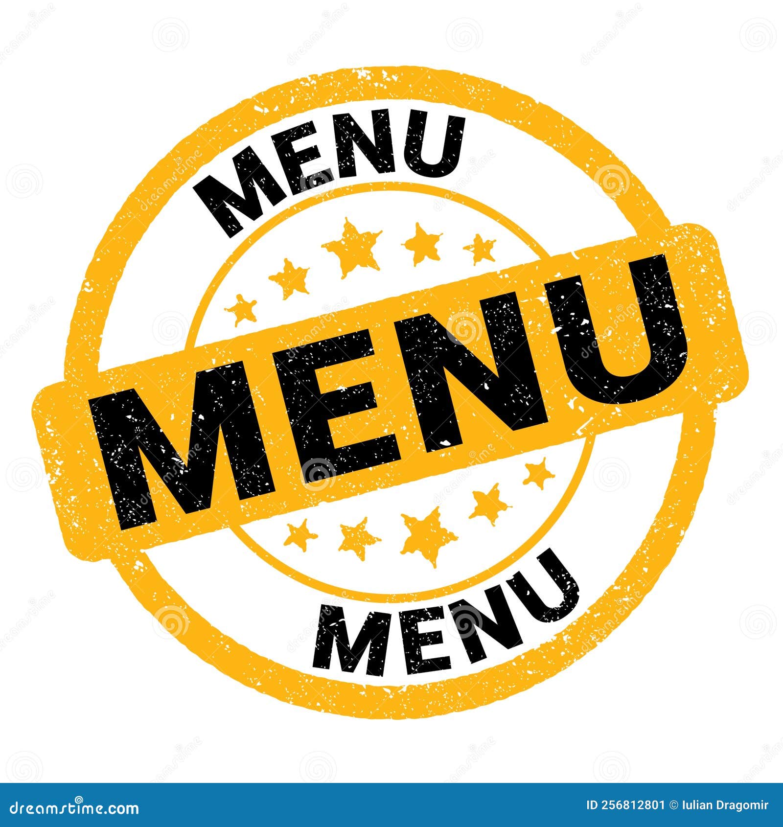 MENU Text Written on Yellow-black Stamp Sign Stock Illustration ...