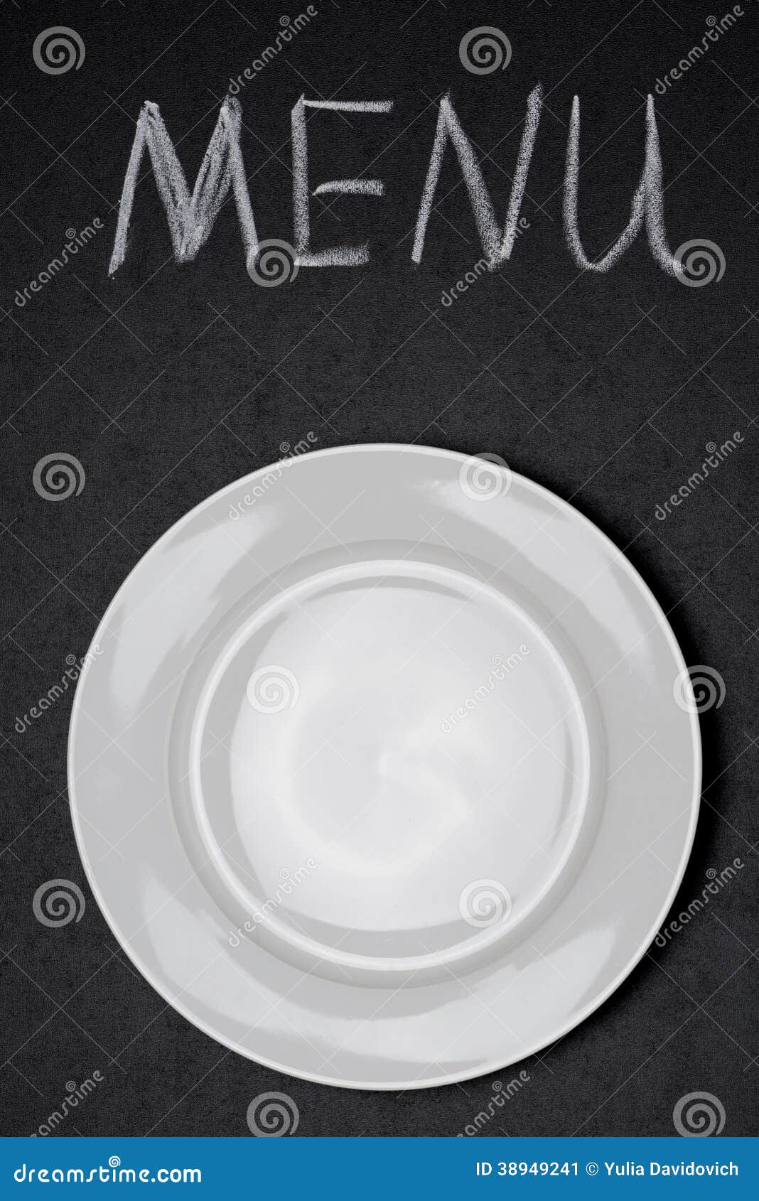Menu Title Written with Chalk and Empty Plate Stock Image - Image of ...