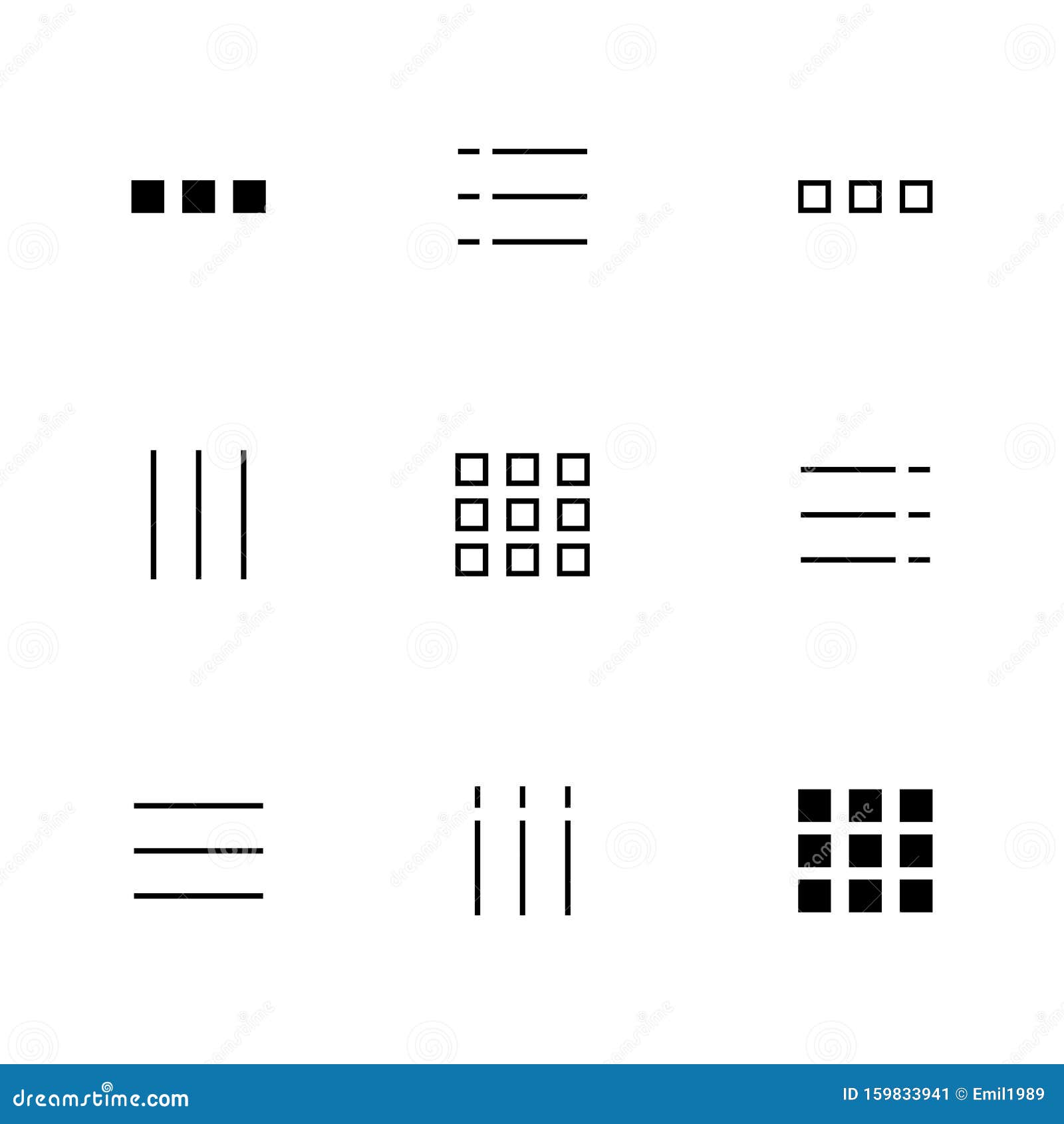 Menu and ui icons set stock vector. Illustration of portal - 159833941