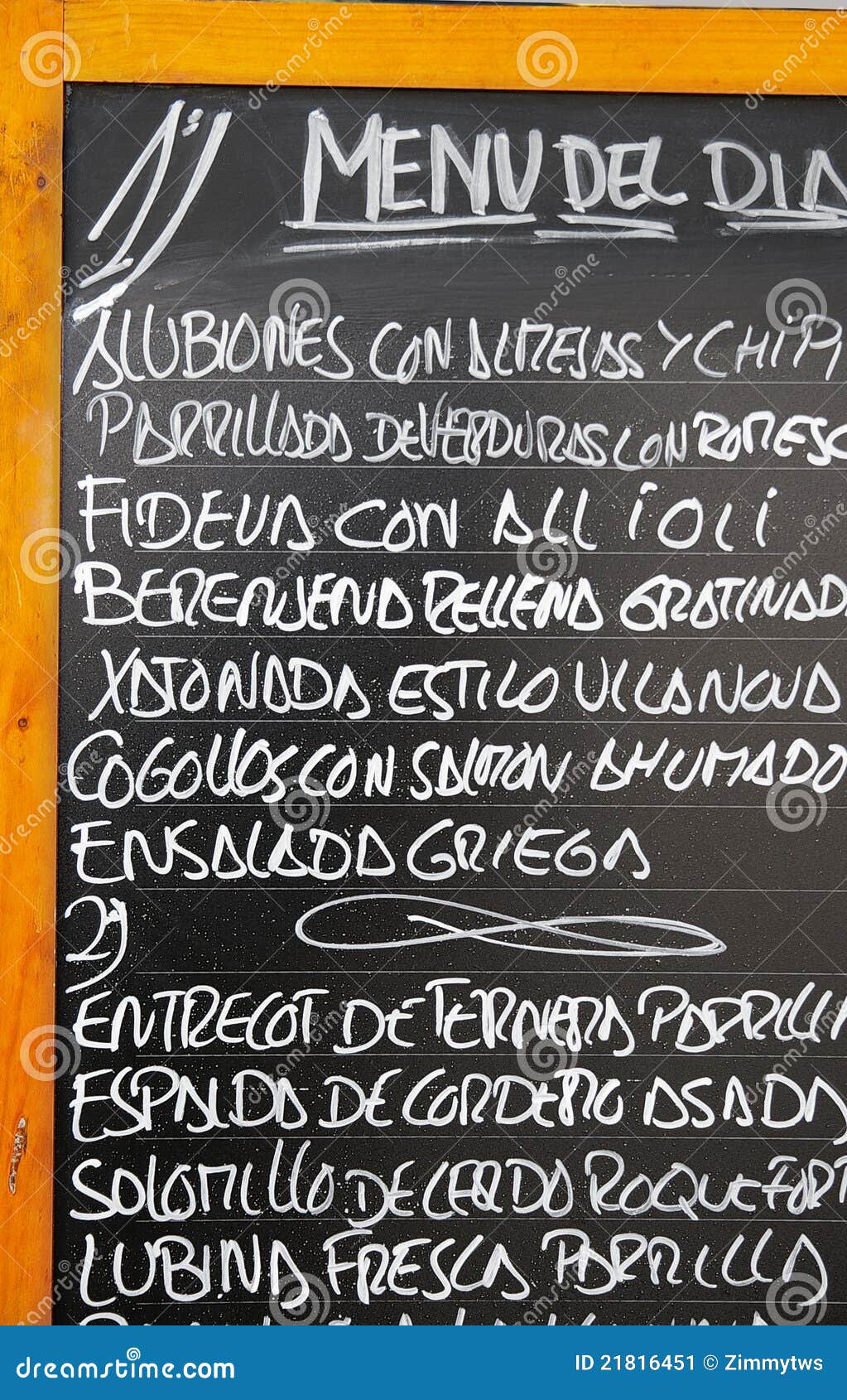 Menu van de dag stock afbeelding. Image of tekst, tapas - 21816451