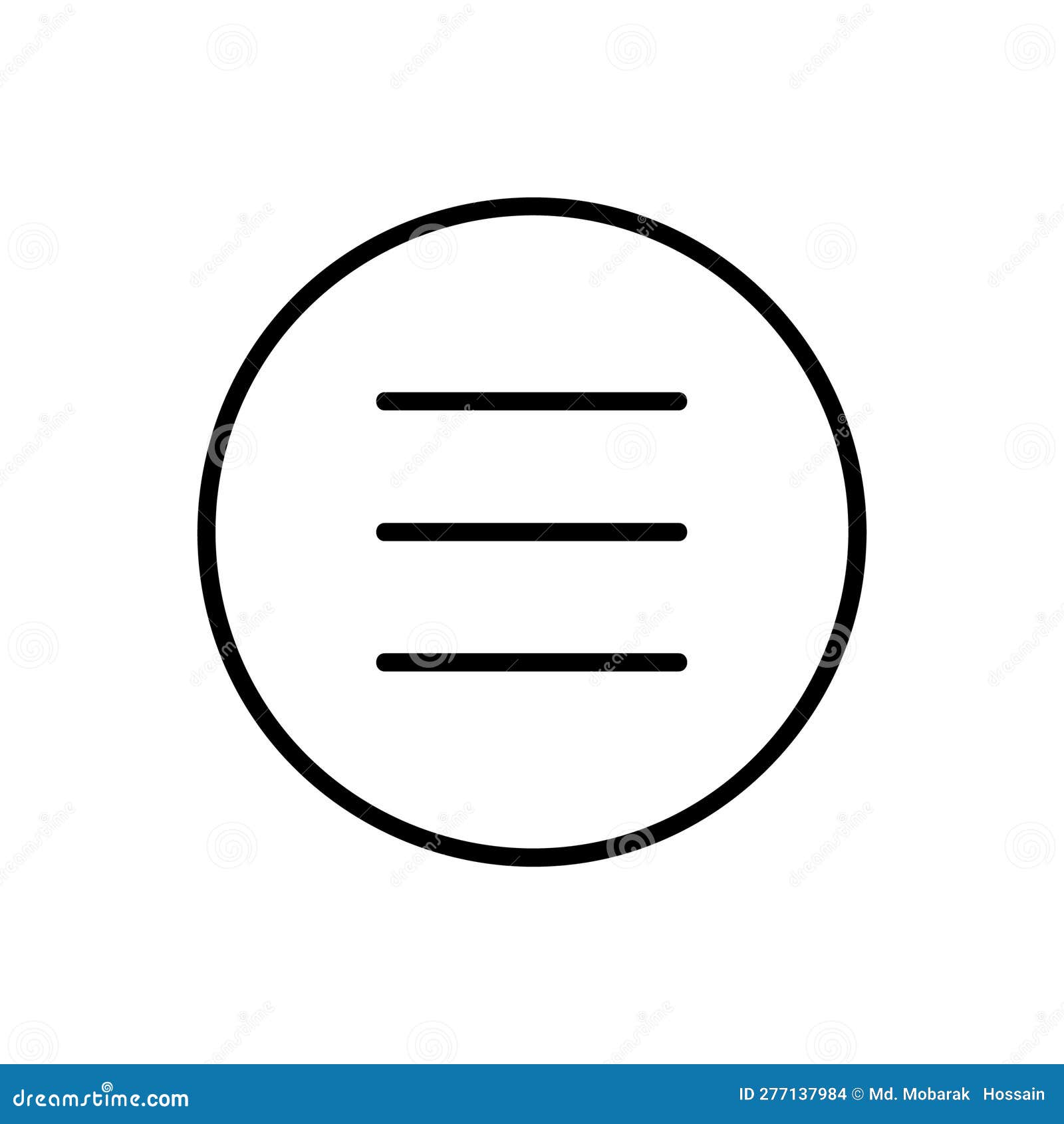 Menu Vector Icon, Outline Style, Isolated on White Background. Stock ...