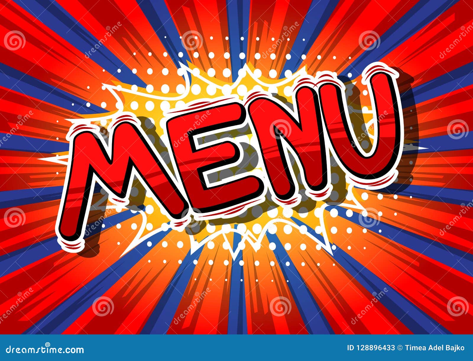 Menu - Vector Illustrated Comic Book Style Phrase. Stock Illustration ...