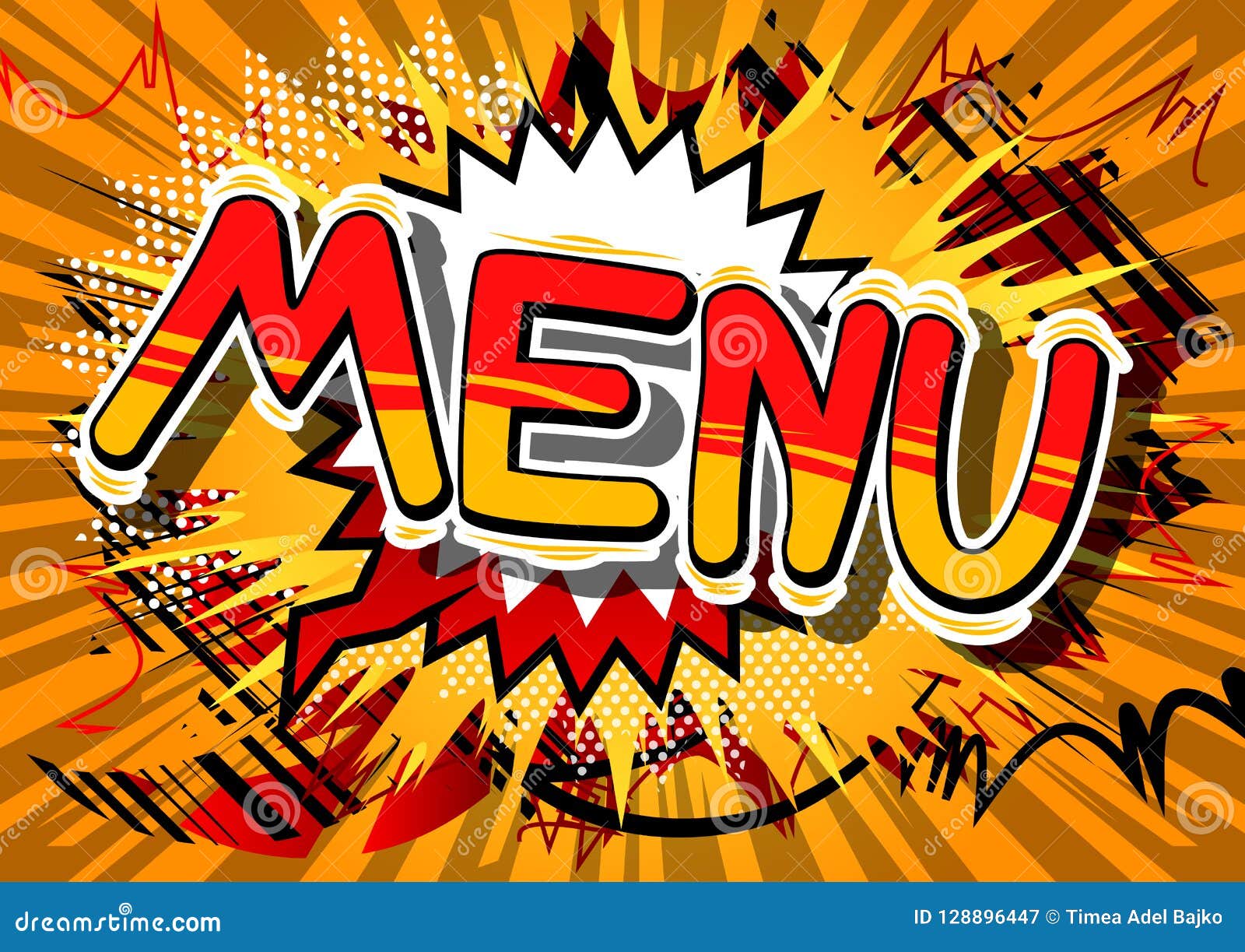 Menu - Vector Illustrated Comic Book Style Phrase. Stock Illustration ...