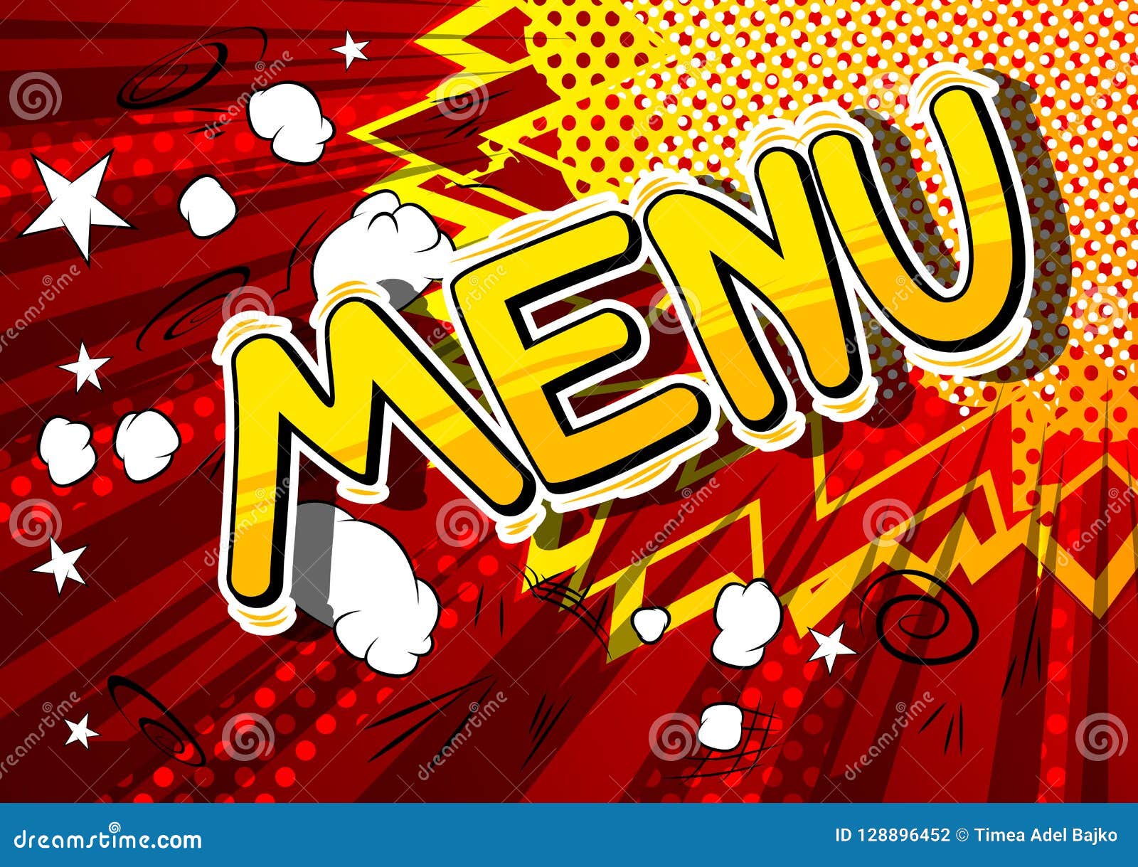 Menu - Vector Illustrated Comic Book Style Phrase. Stock Illustration ...
