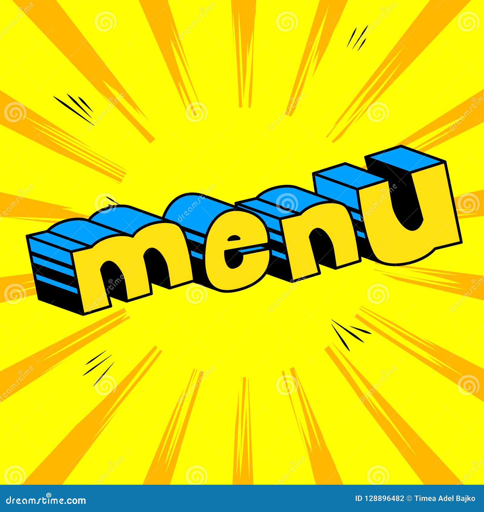 Menu - Vector Illustrated Comic Book Style Phrase. Stock Illustration ...
