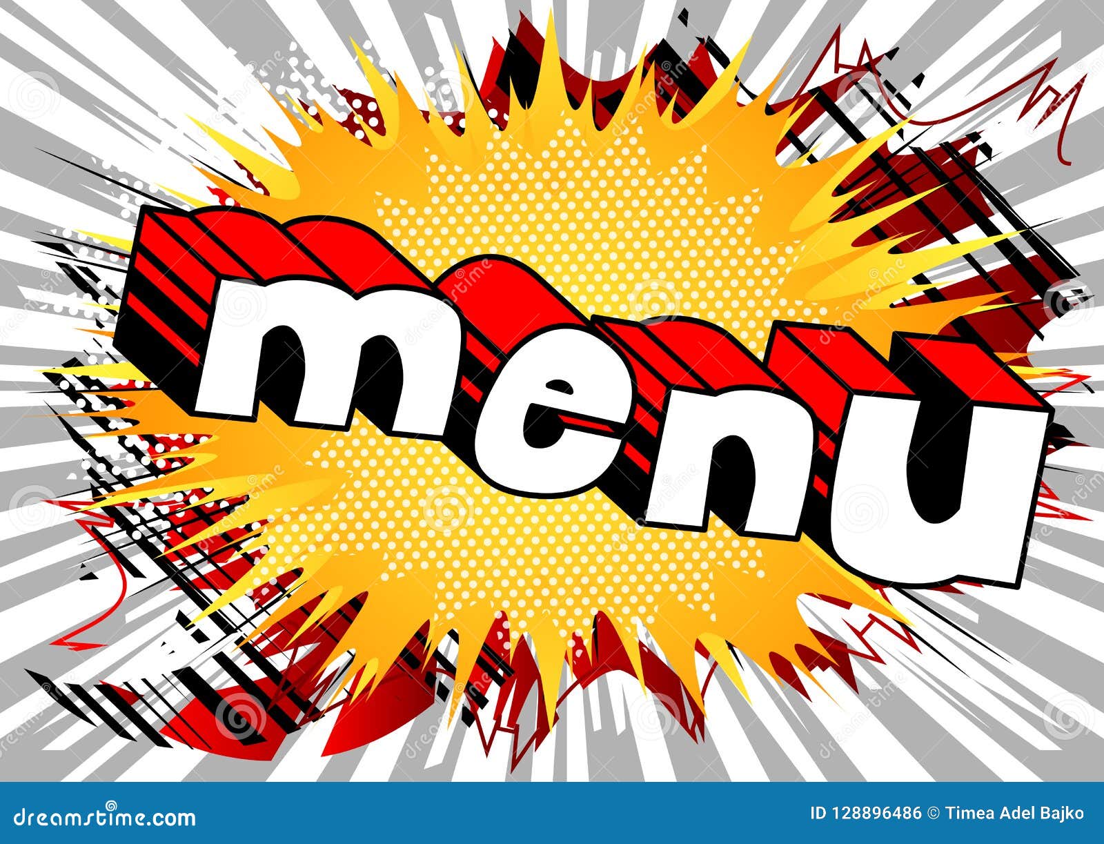 Menu - Vector Illustrated Comic Book Style Phrase. Stock Illustration ...