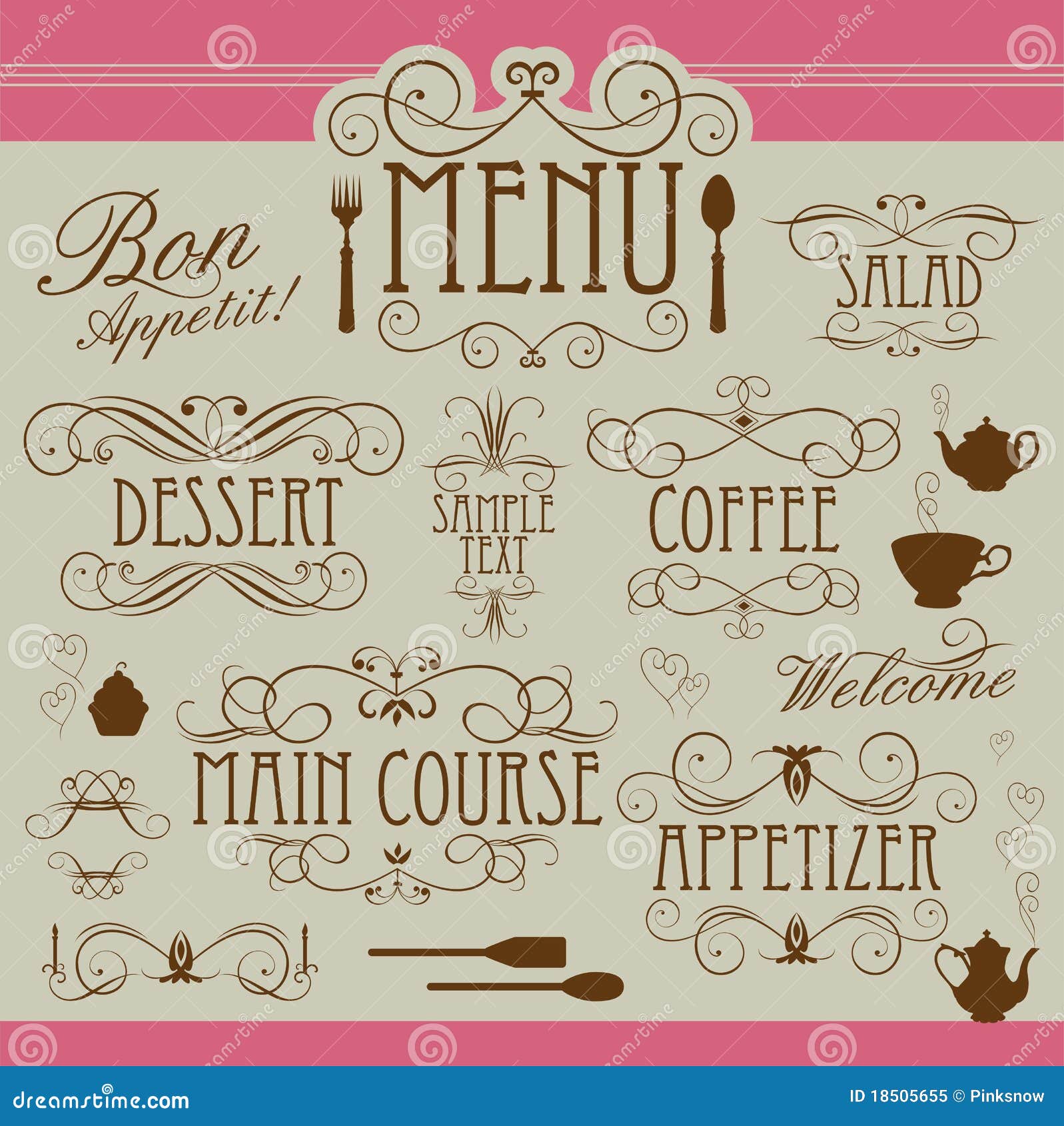 Menu vintage ornament stock vector. Illustration of label - 18505655