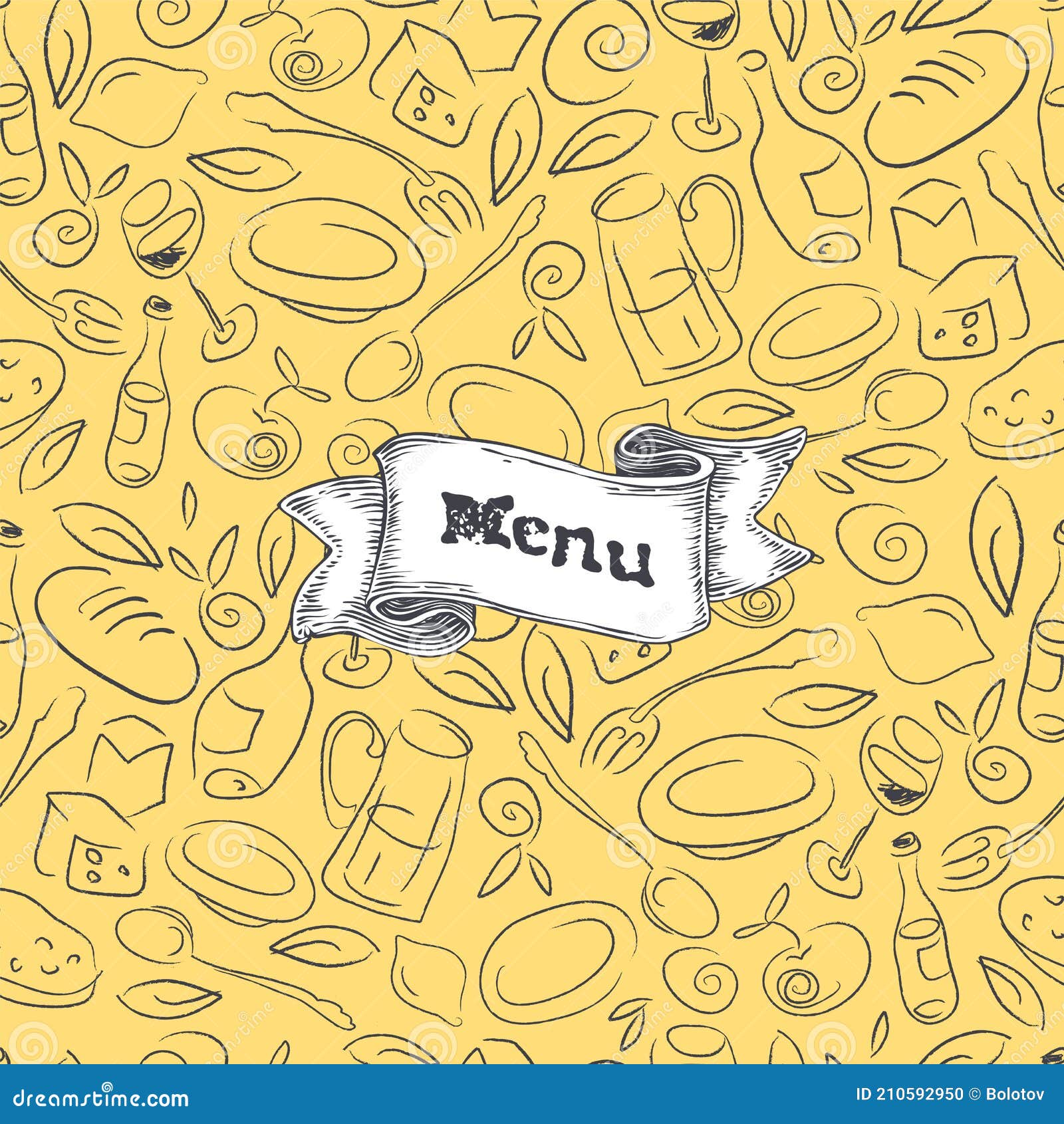 Menu on Vintage Ribbon. Restaurant Menu Template Stock Vector ...