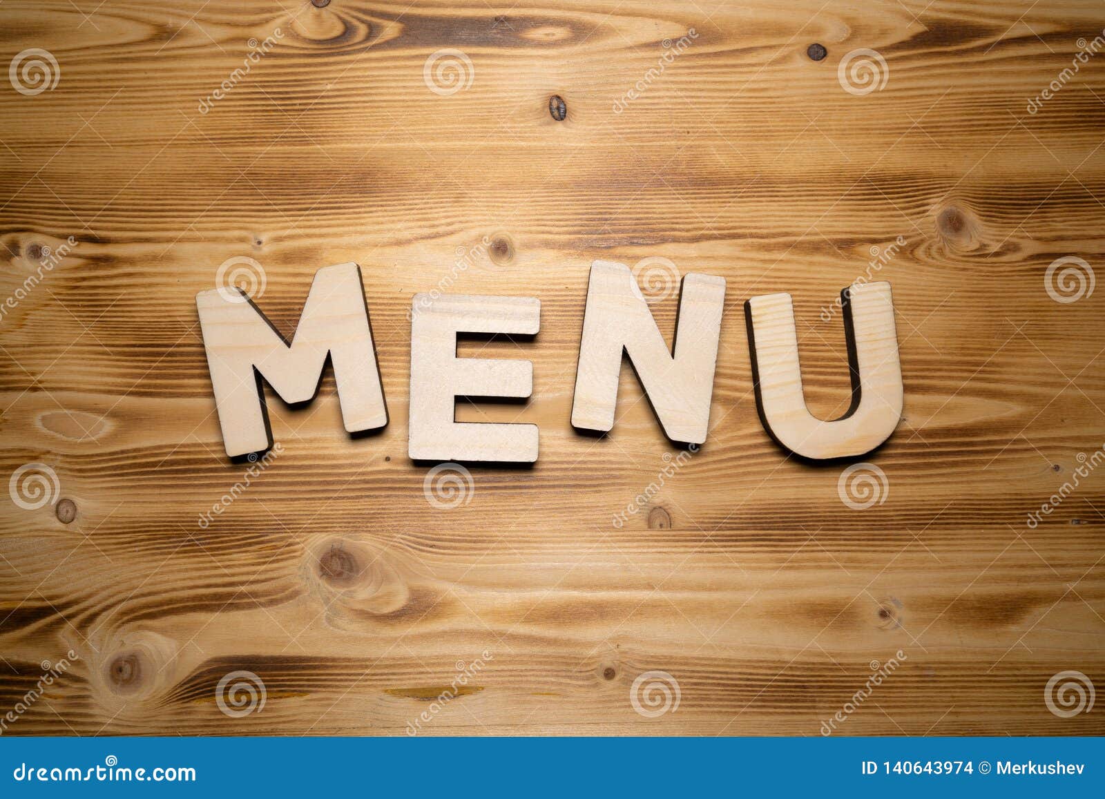 MENU Word Made with Building Blocks on Wooden Board Stock Photo - Image ...