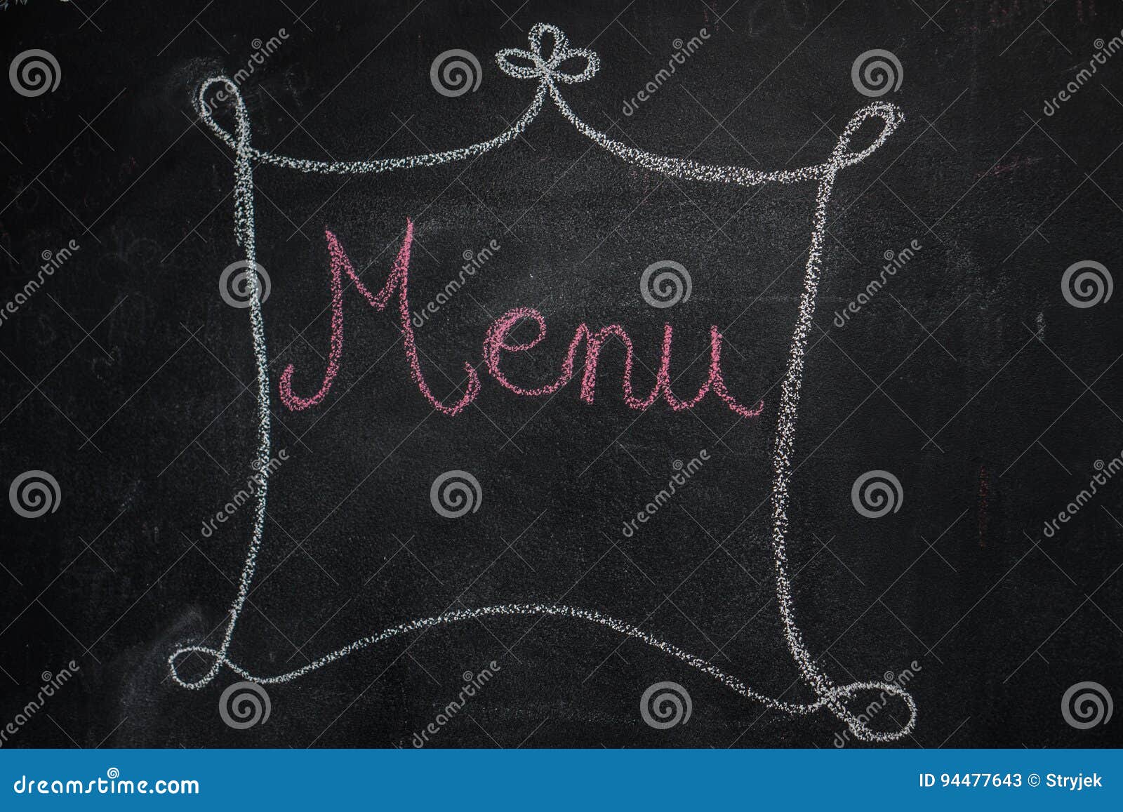 Menu Word with Retro Grunge Frame on Blackboard Stock Illustration ...