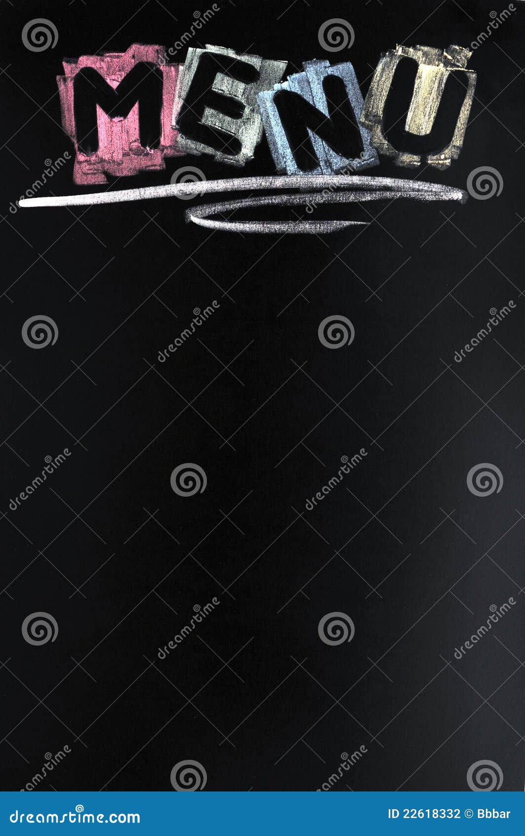 Menu Written with Colorful Chalk Stock Photo - Image of design, black ...
