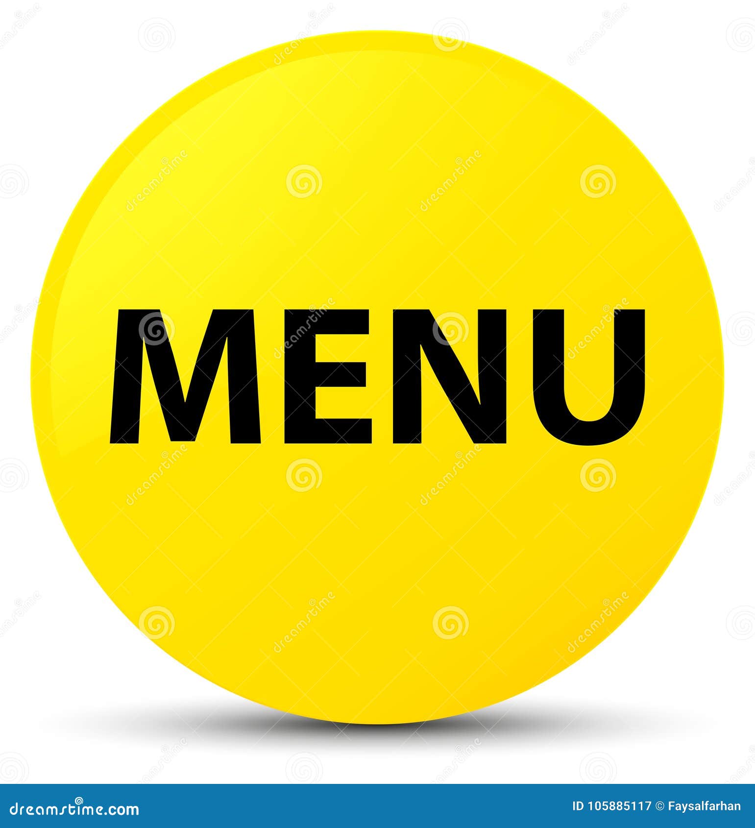 Menu yellow round button stock illustration. Illustration of menu ...