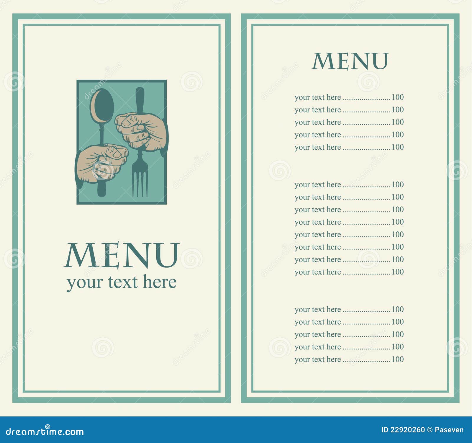 Menu with your hands stock vector. Illustration of dishes - 22920260