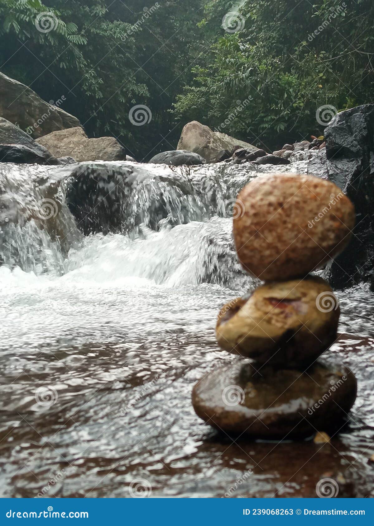 PILE UP STONE in the RIVER stock image. Image of nature - 239068263