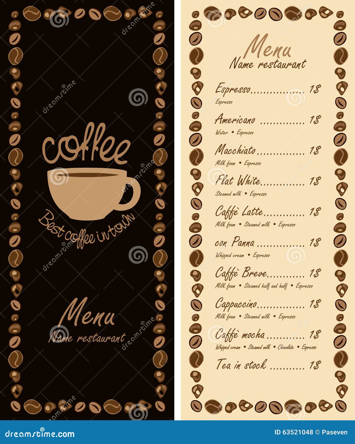 Meny med koppen kaffe vektor illustrationer. Illustration av skal ...