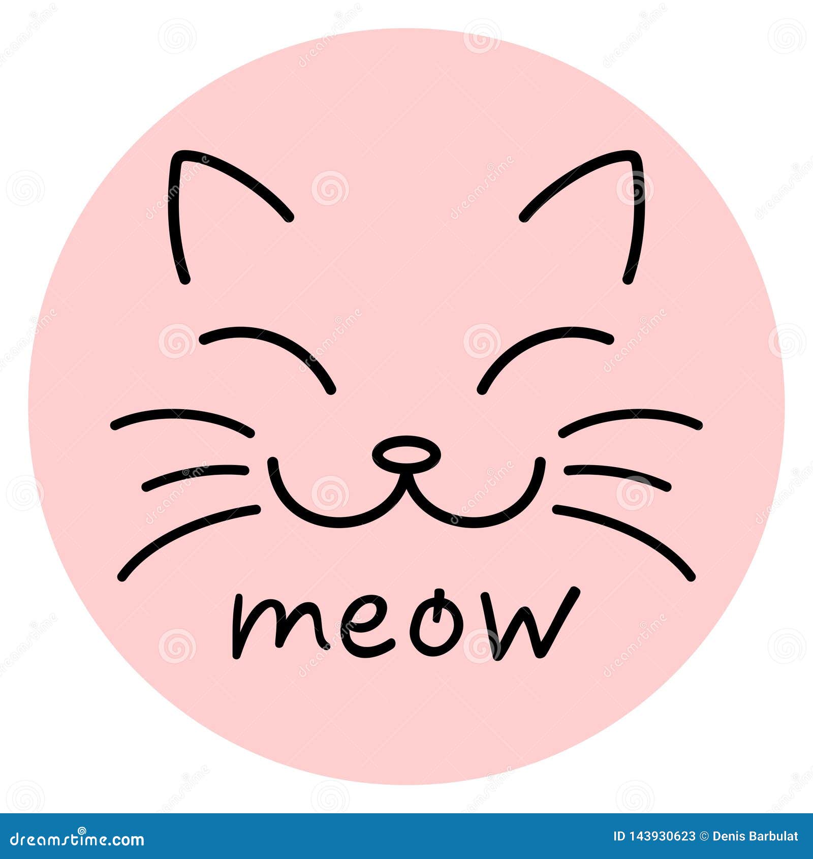 Meow: cat face stock vector. Illustration of cheerful - 143930623