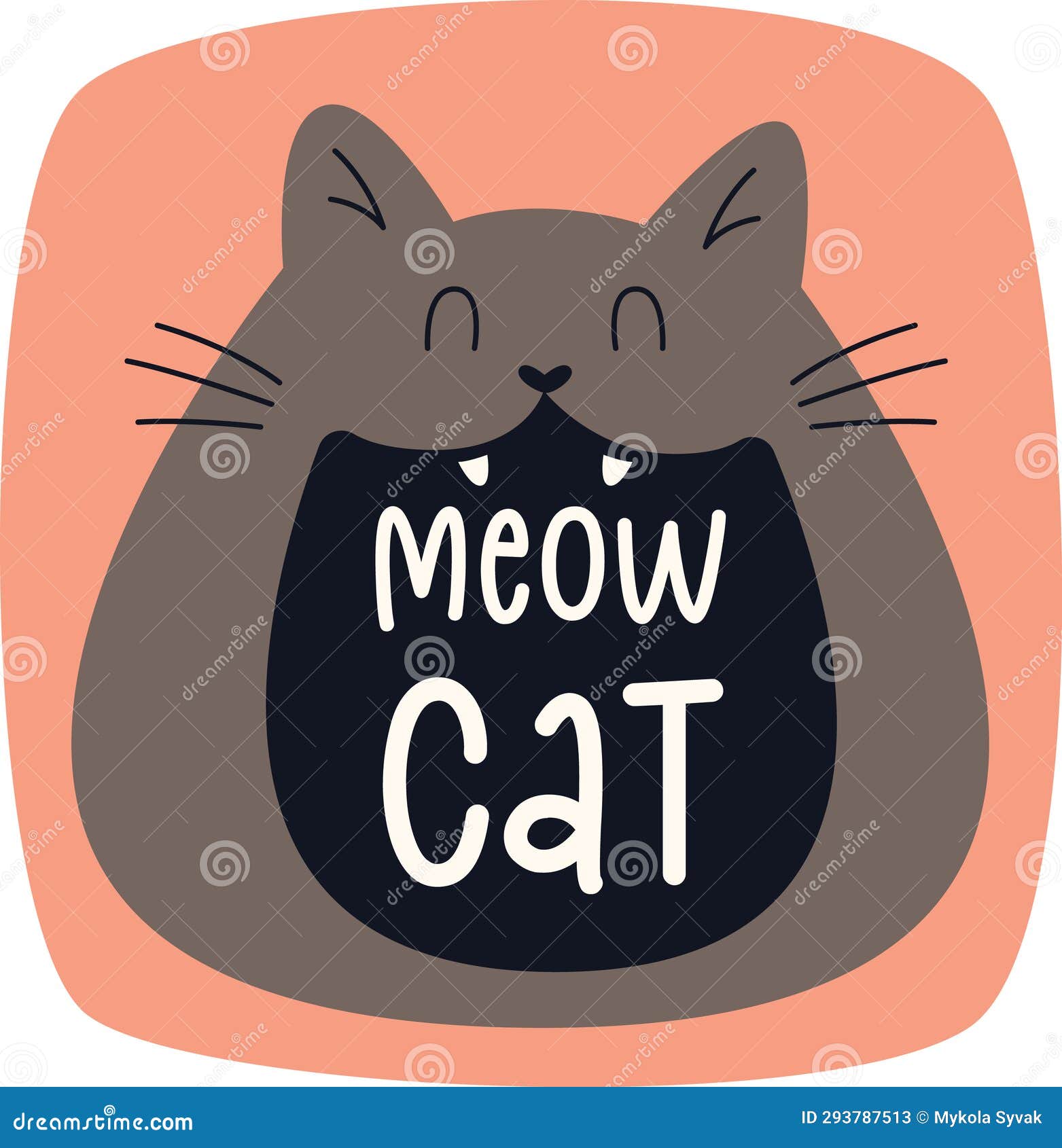 Meow Cat Sticker stock vector. Illustration of happy - 293787513