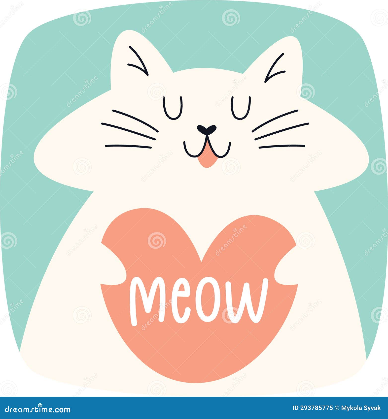 Meow Cats Sticker stock vector. Illustration of kitty - 293785775