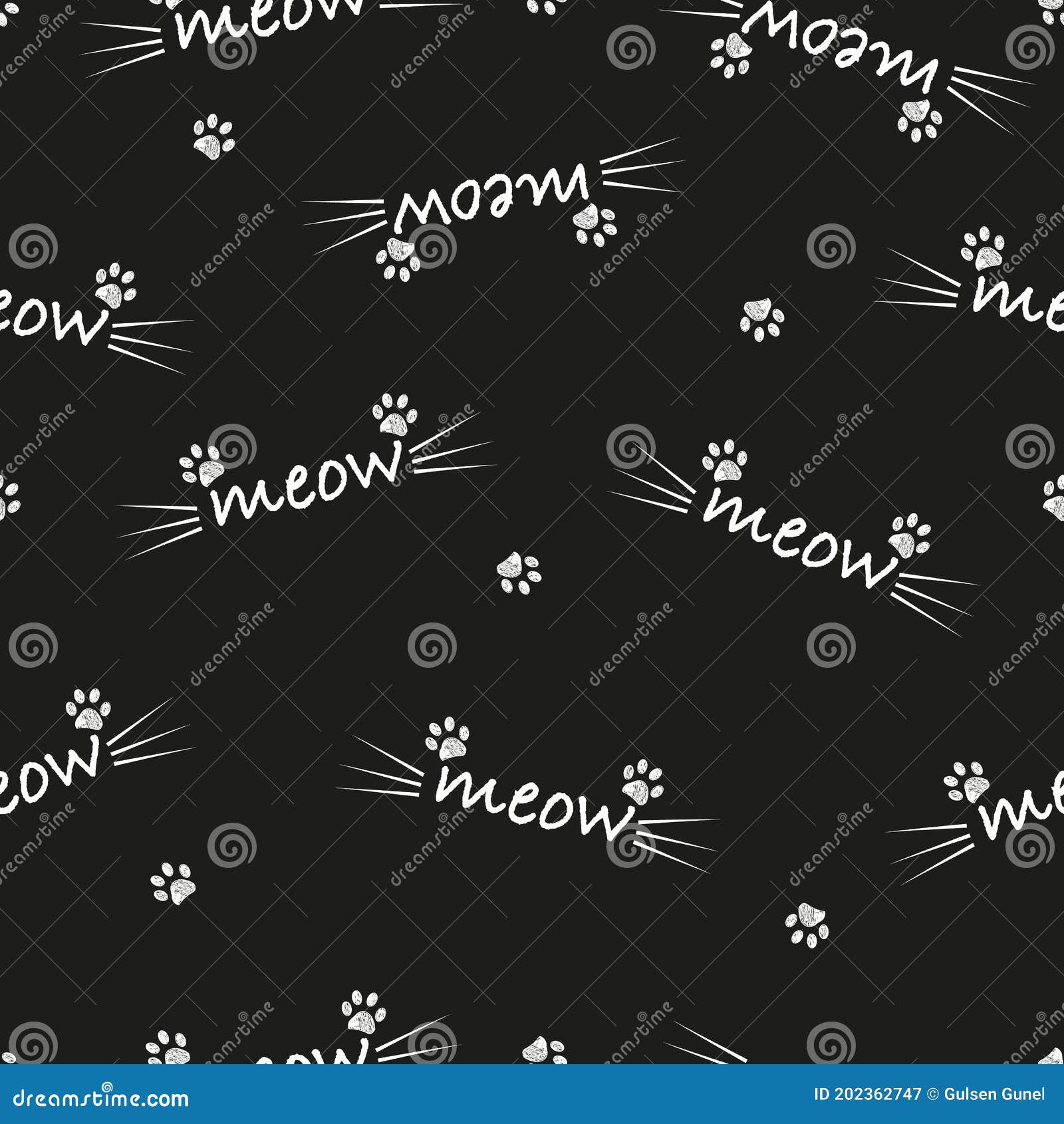 Cat Paw Prints Seamless Background - Cdr Format Vector Illustration ...