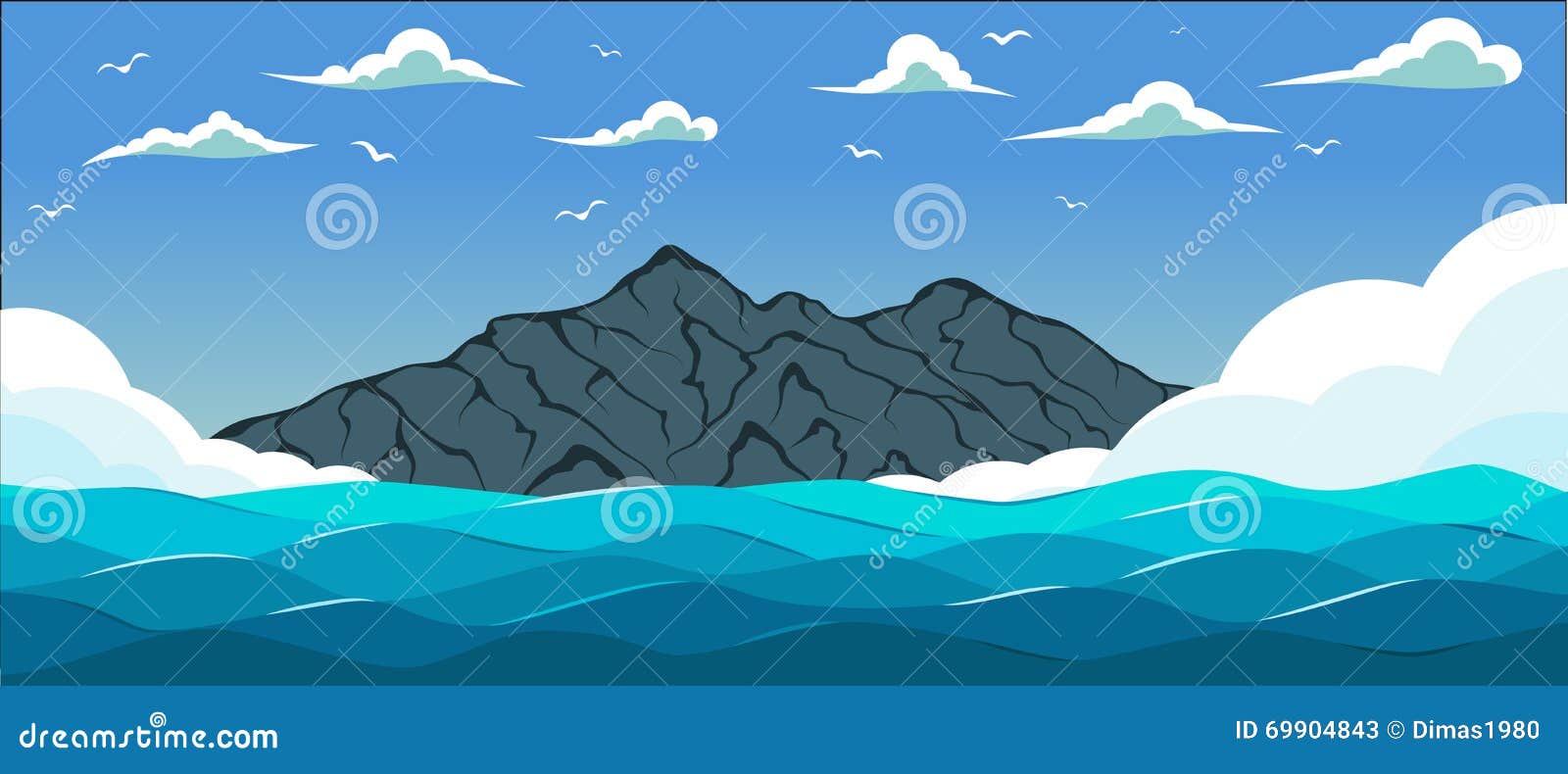 Mer bleue avec des ondes illustration de vecteur. Illustration du marin ...