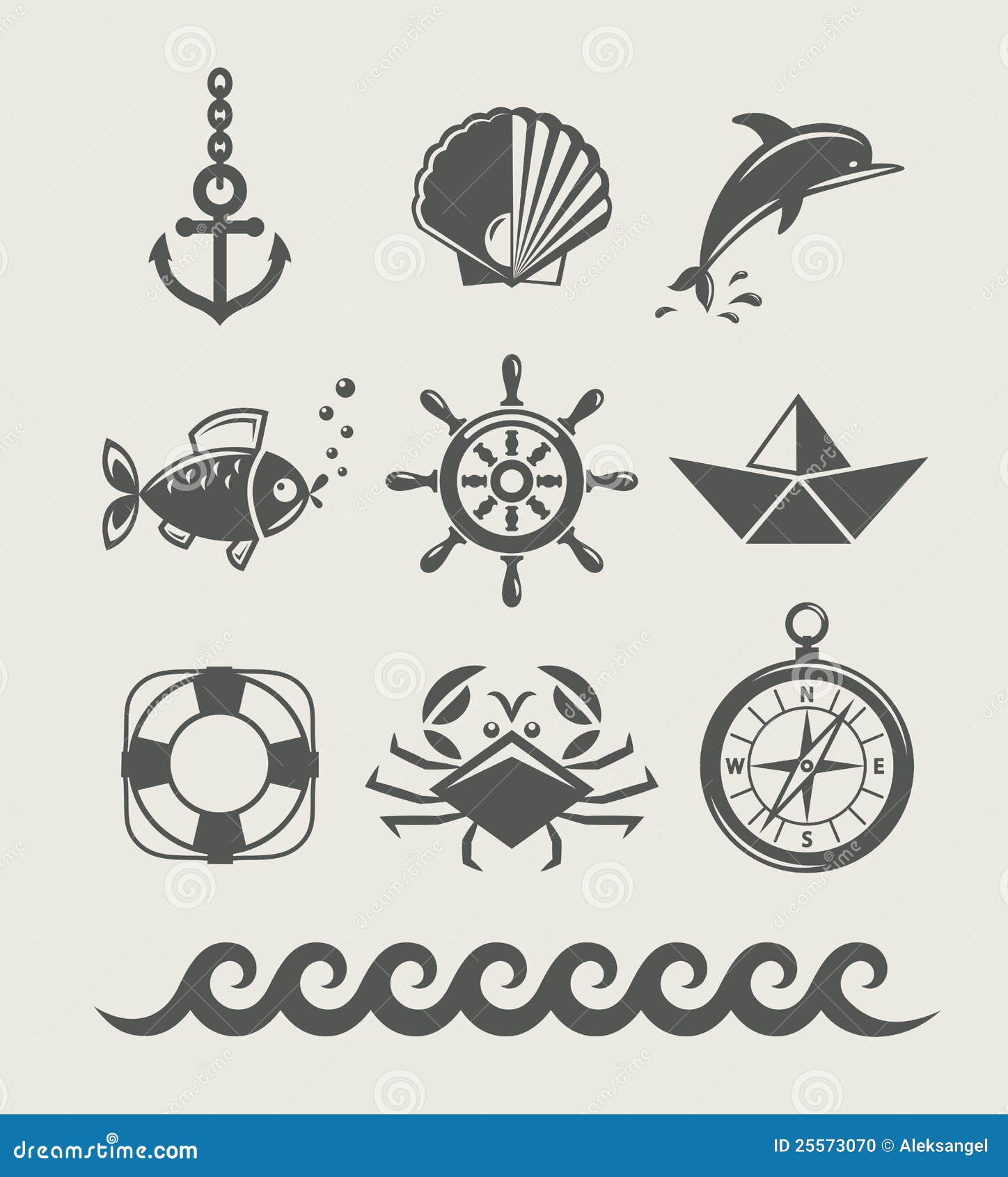 Mer Et Ensemble De Symbole Marin De Graphisme Illustration Stock ...