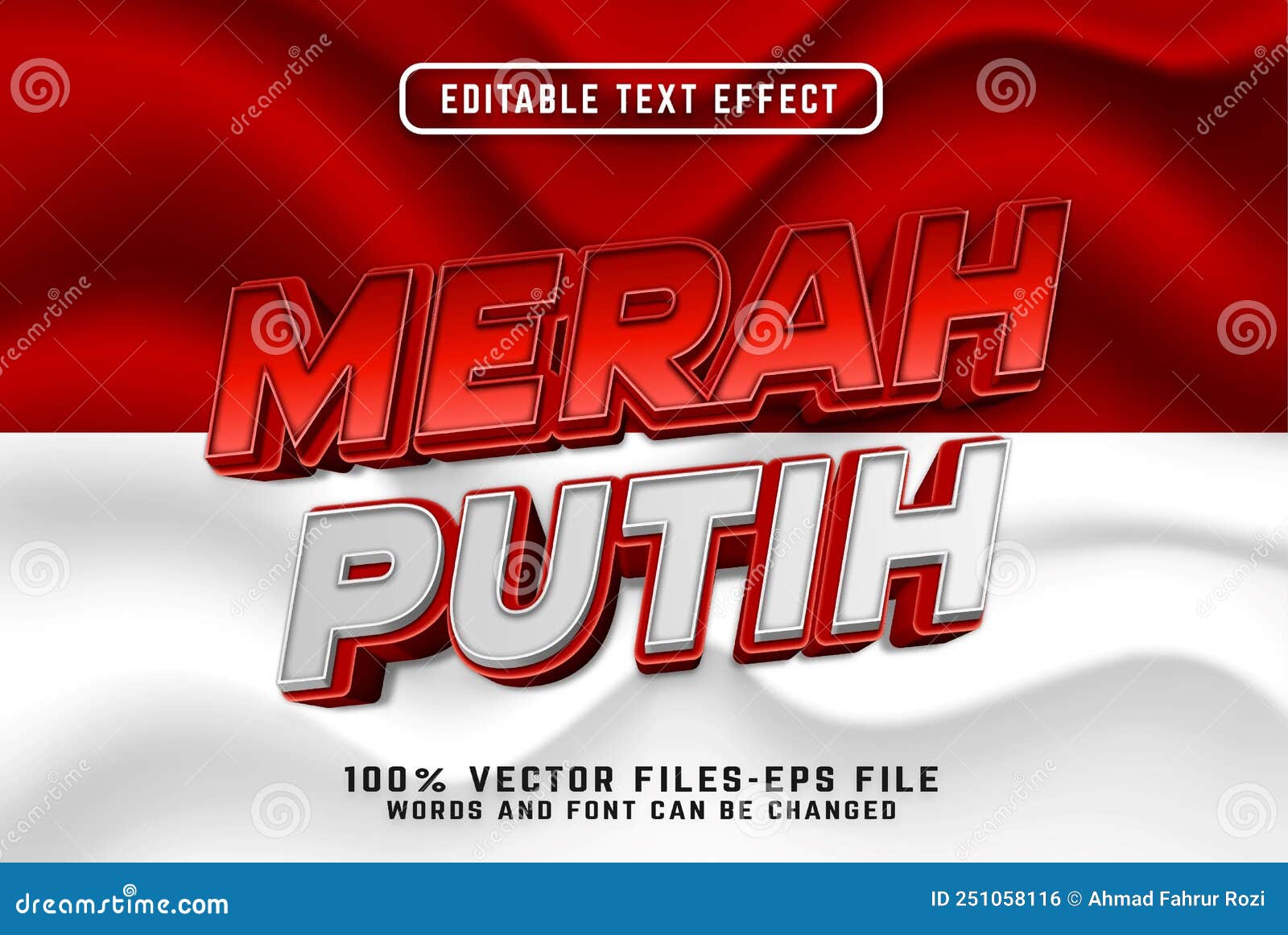 Merah Putih 3d Text Effect Premium Vectors Stock Vector - Illustration ...