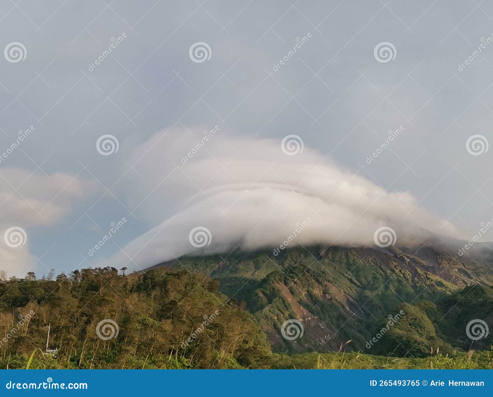 Merapi Mountain with Lenticular Cloud in Jogjakarta Stock Image - Image ...