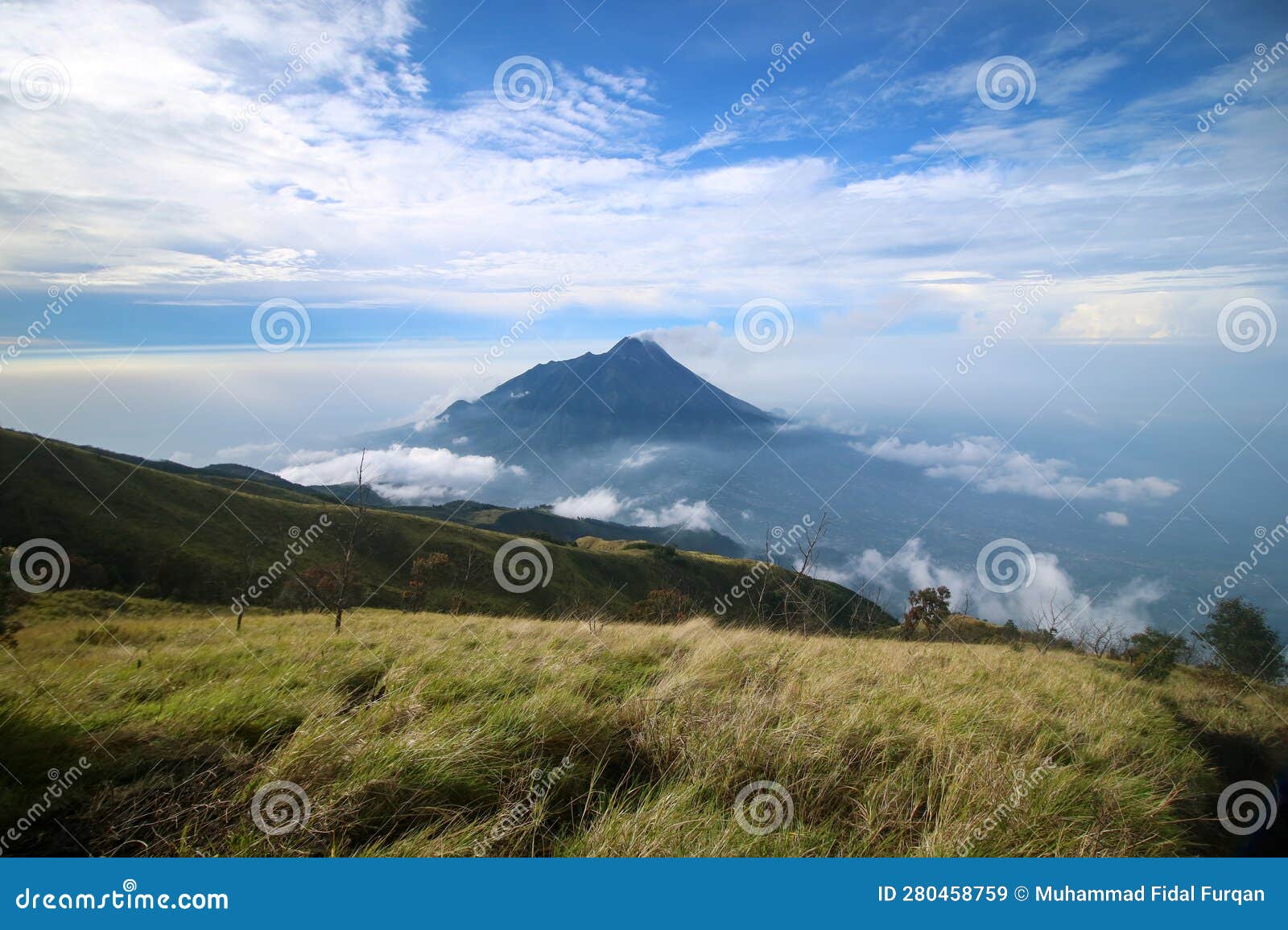 Merapi Mountain from Mount Merbabu Stock Image - Image of indonesia ...