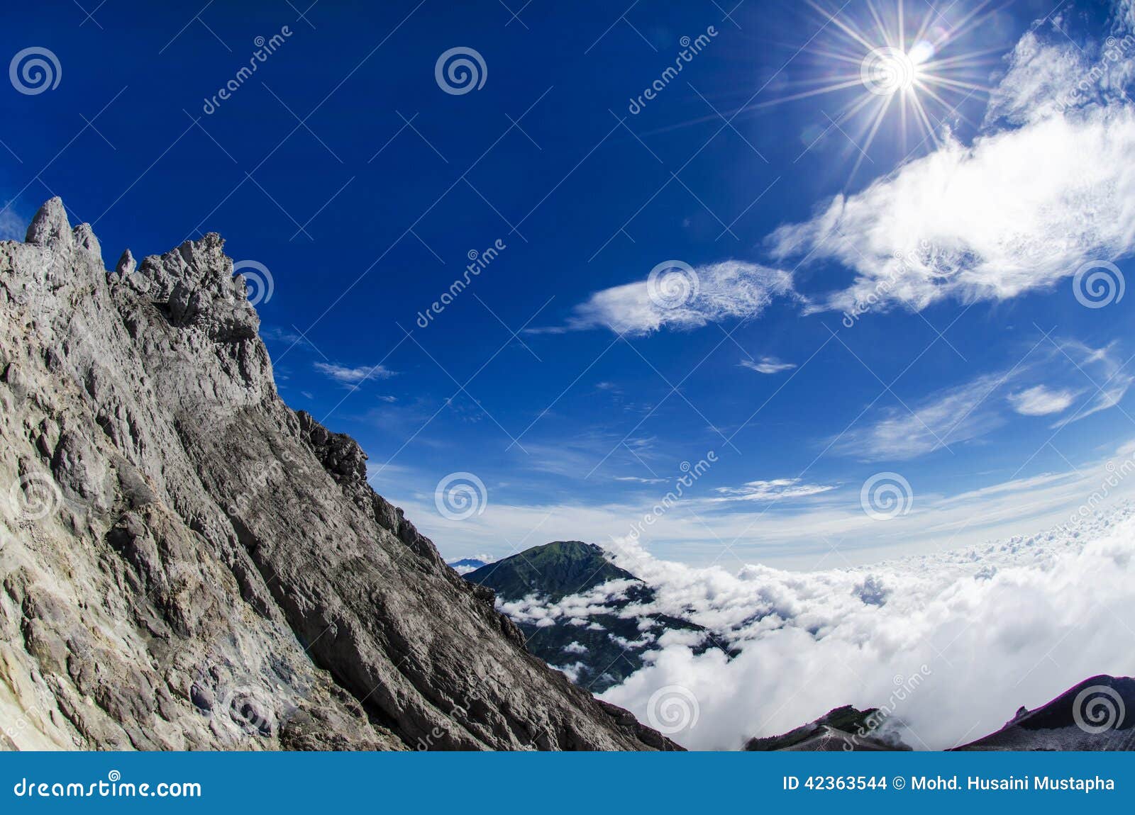 Merapi Mountain Summit with Merbabu Mountain at Fr Stock Photo - Image ...