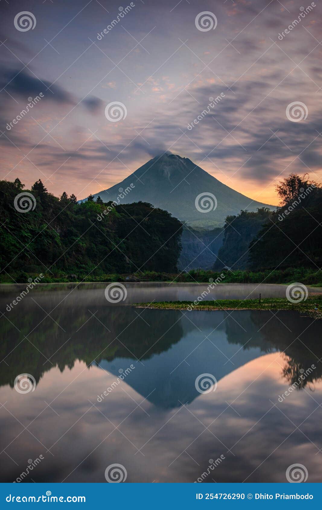 Merapi Reflection from Srumbung Stock Photo - Image of sunset, dawn ...