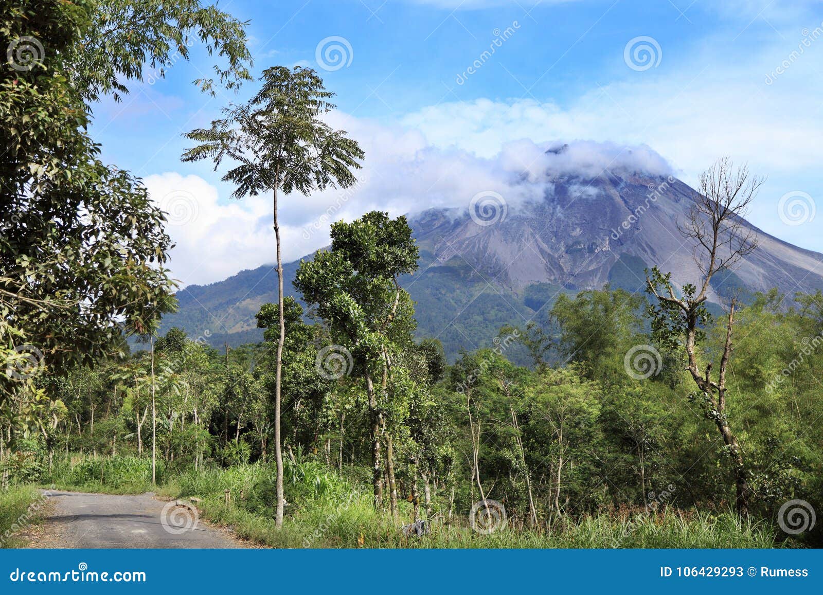 Merapi Volcano Landscape, Java, Indonesia Stock Image - Image of quake ...