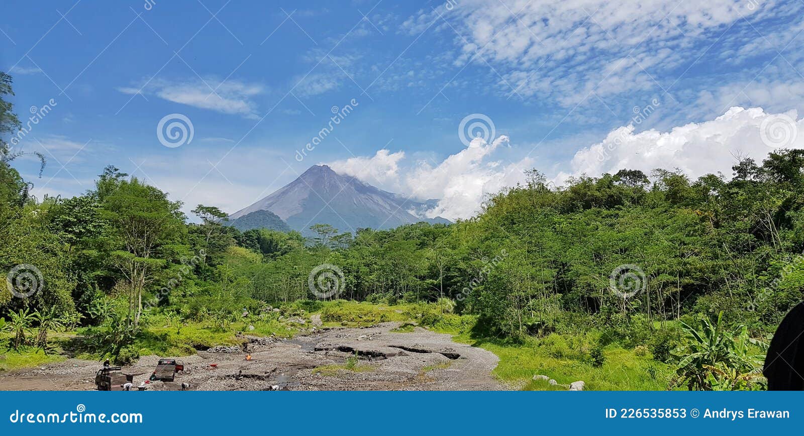 Merapi Volcano Under a Clear Sky Stock Image - Image of plateau ...