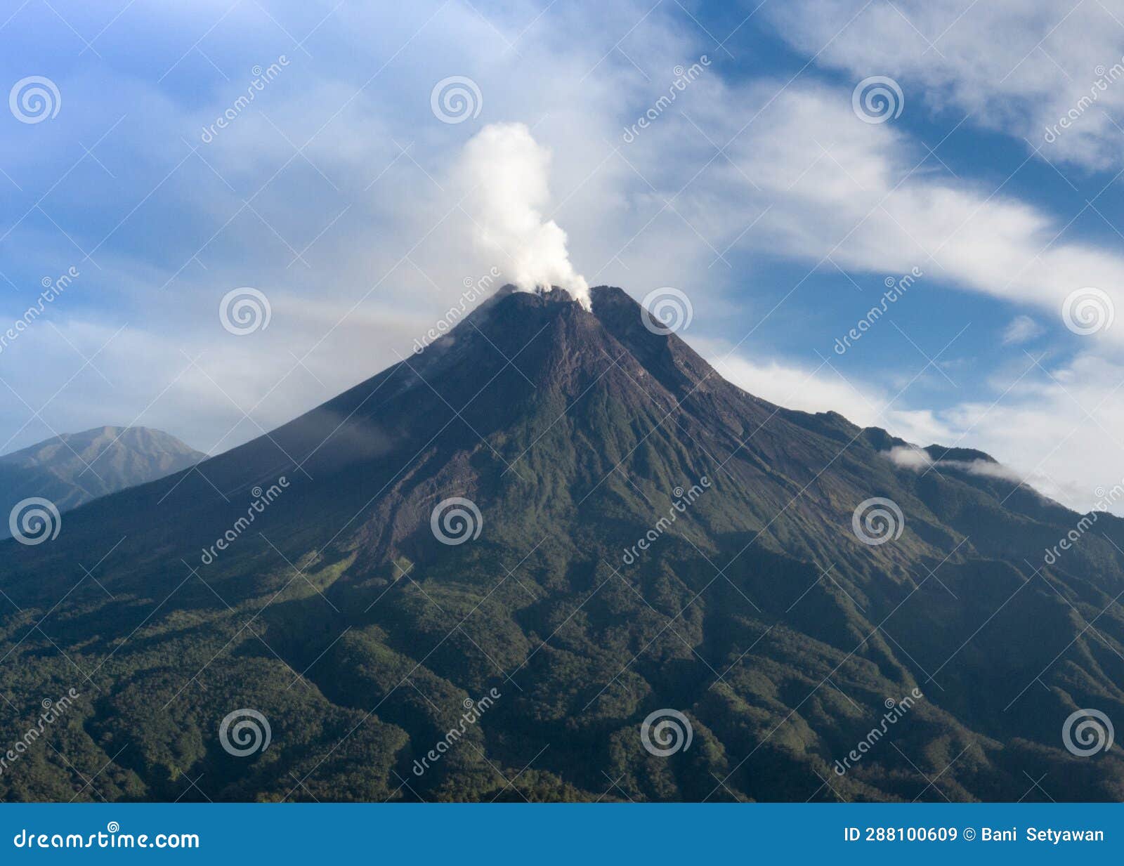 Merapi Vulcano stock image. Image of cloud, valley, clear - 288100609