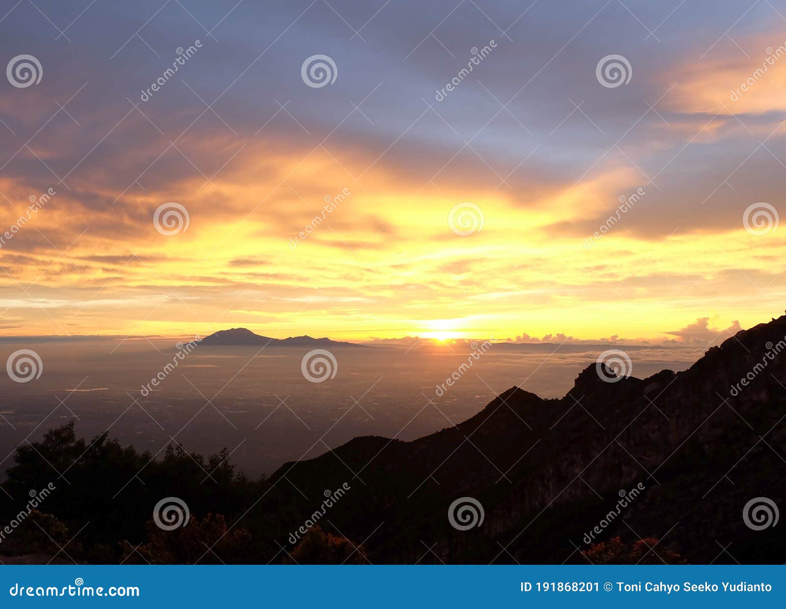Sunrise at Merbabu-merapi Mount Central of Java Stock Image - Image of ...
