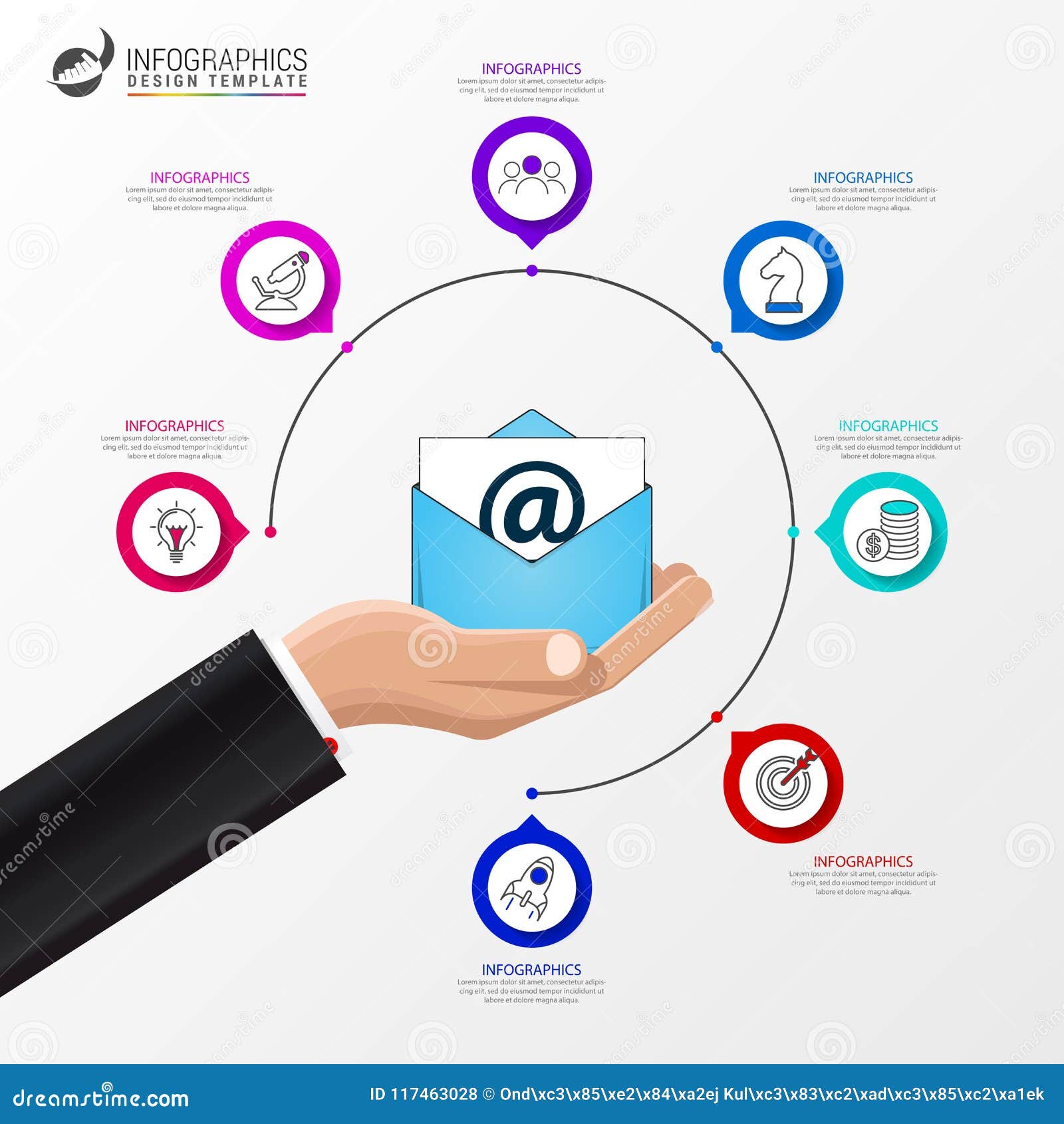 Mercado Do Email Conceito Do Negócio Com 7 Etapas Infographics ...