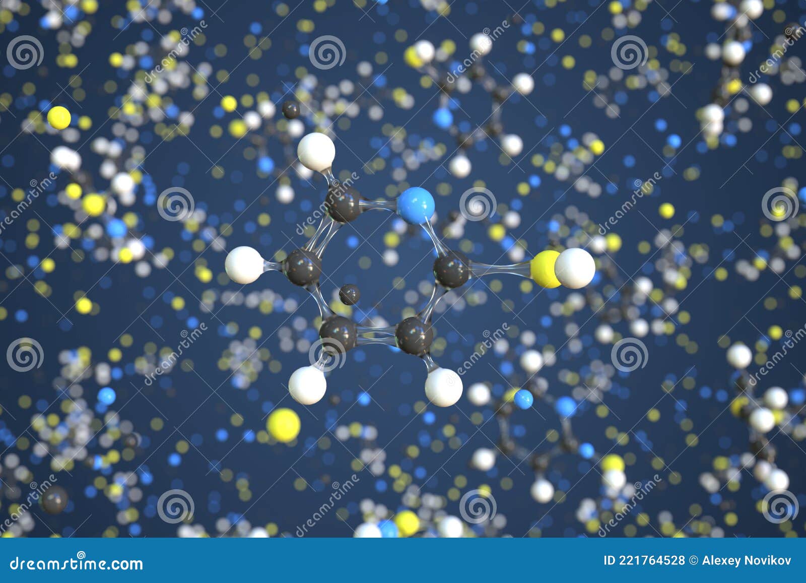 2-mercaptopyridine Molecule. Conceptual Molecular Model. Chemical 3d ...