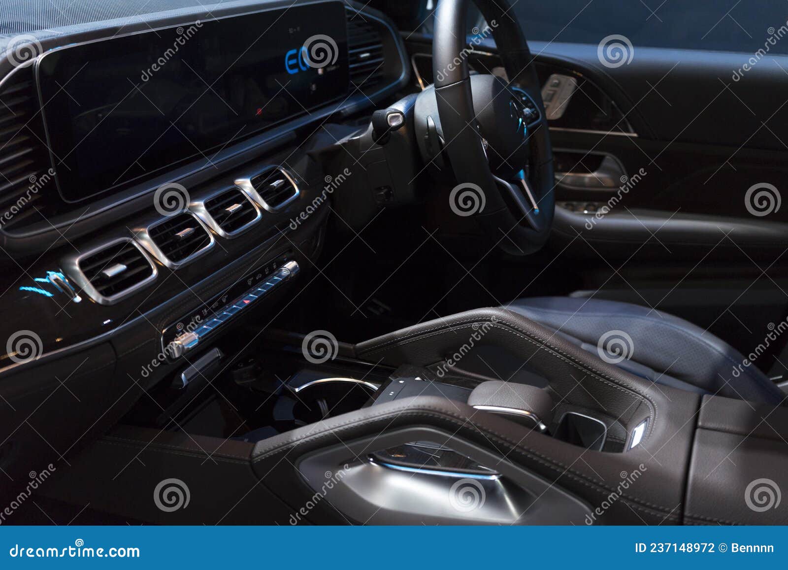 Mercedes-Benz Car Interior with Dashboard, Steering Wheel Editorial ...