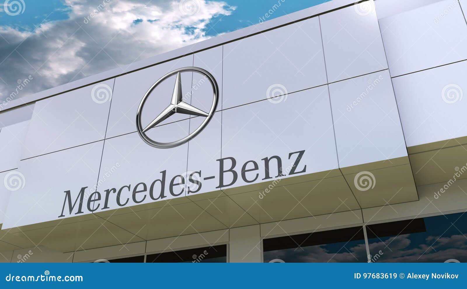 Mercedes-Benz Logo on the Modern Building Facade. Editorial 3D ...