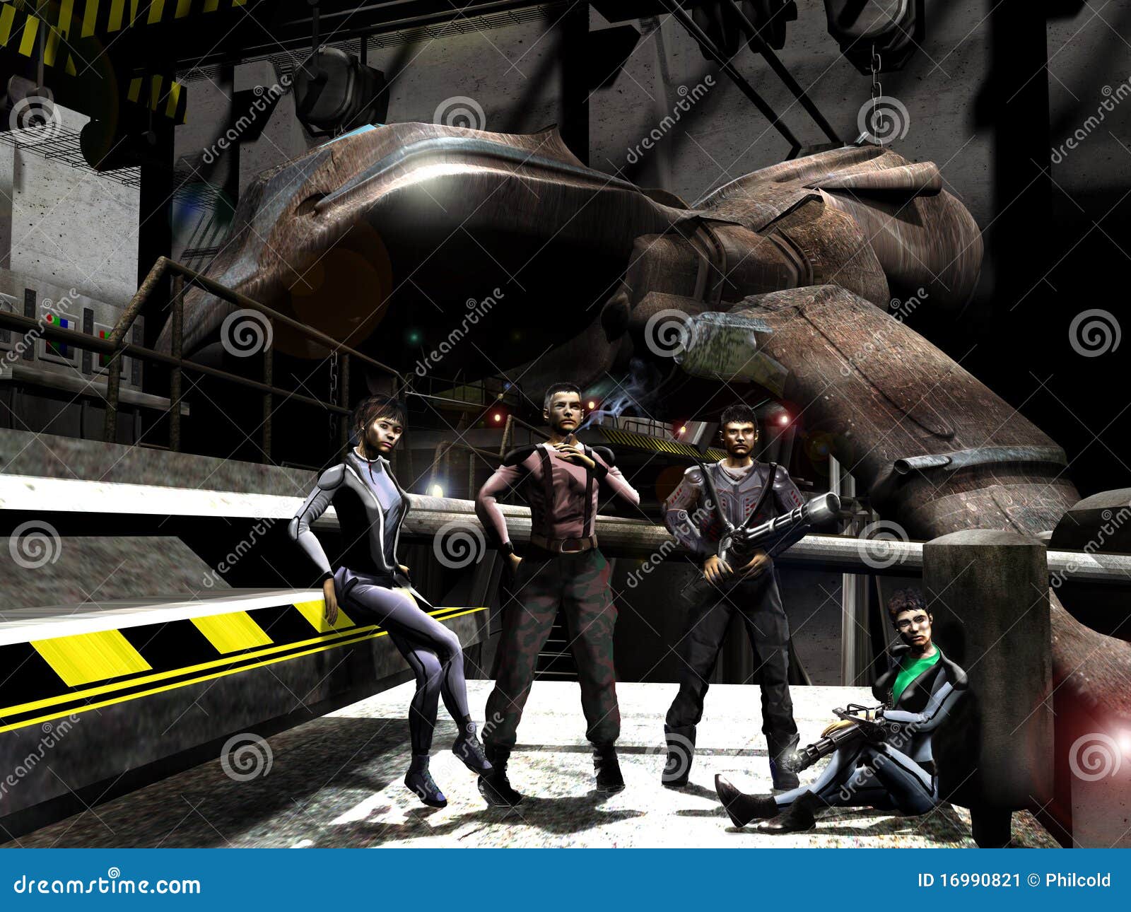 Mercenaries of future stock illustration. Illustration of group - 16990821