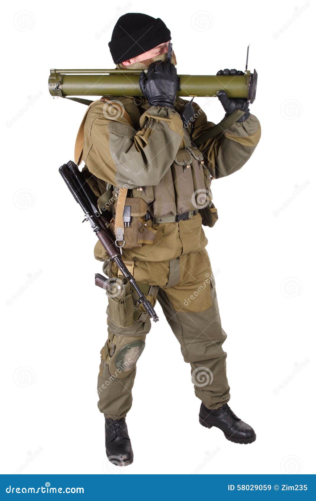 Mercenary with bazooka gun stock image. Image of dangerous - 58029059